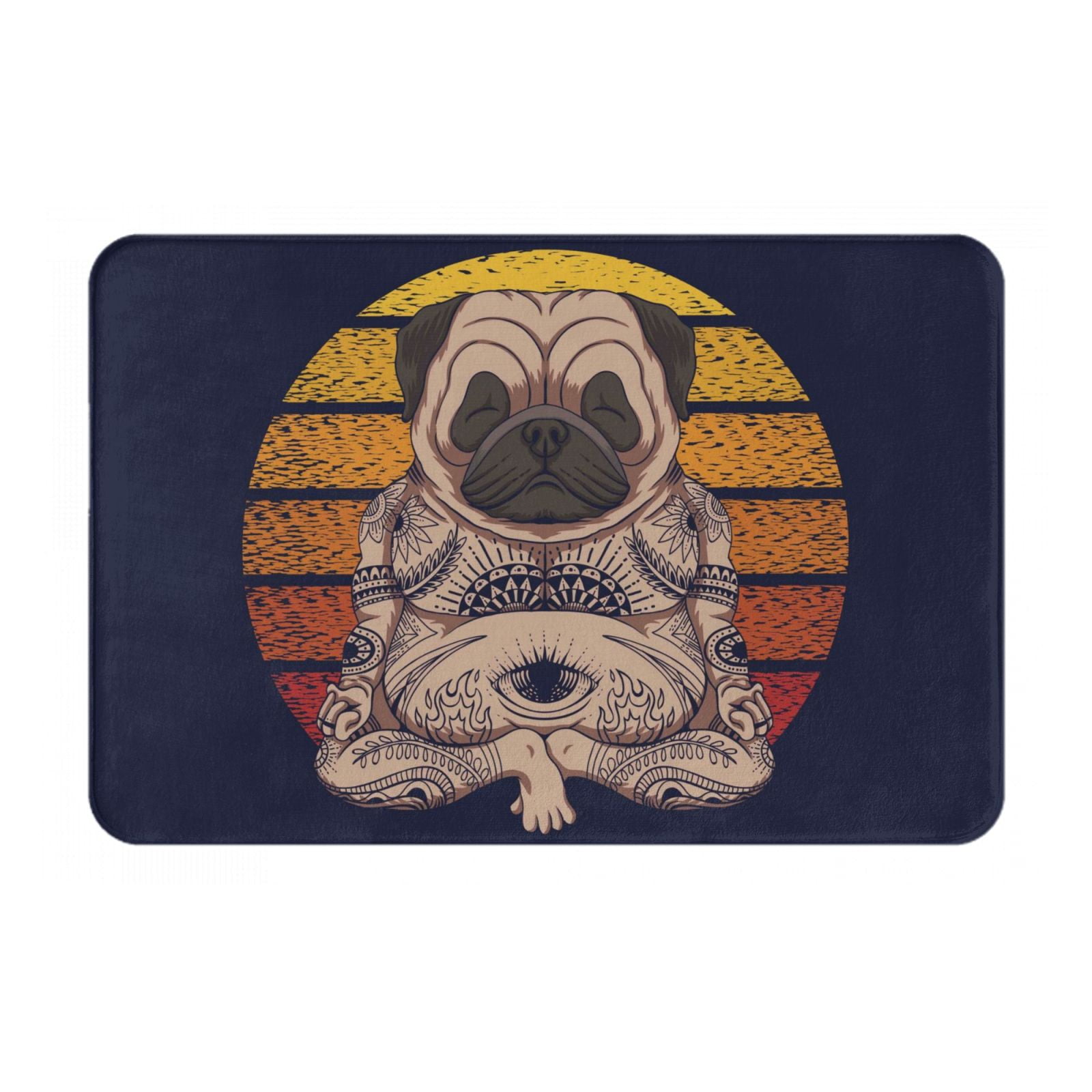 Junzan Pug Dog Yoga Custom Funny Welcome Doormat Personalized Door Mats ...