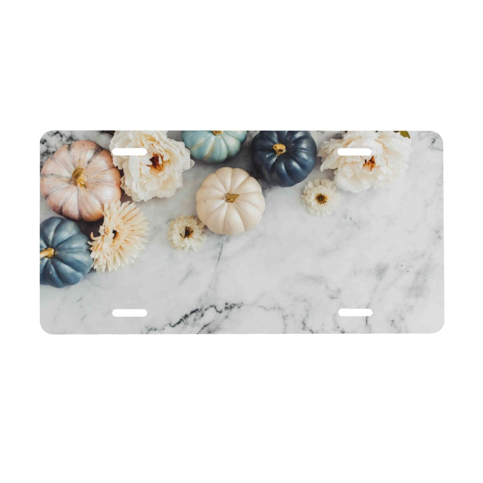 Junzan Pumpkin And White Marble Front License Plate Covers Decorative ...