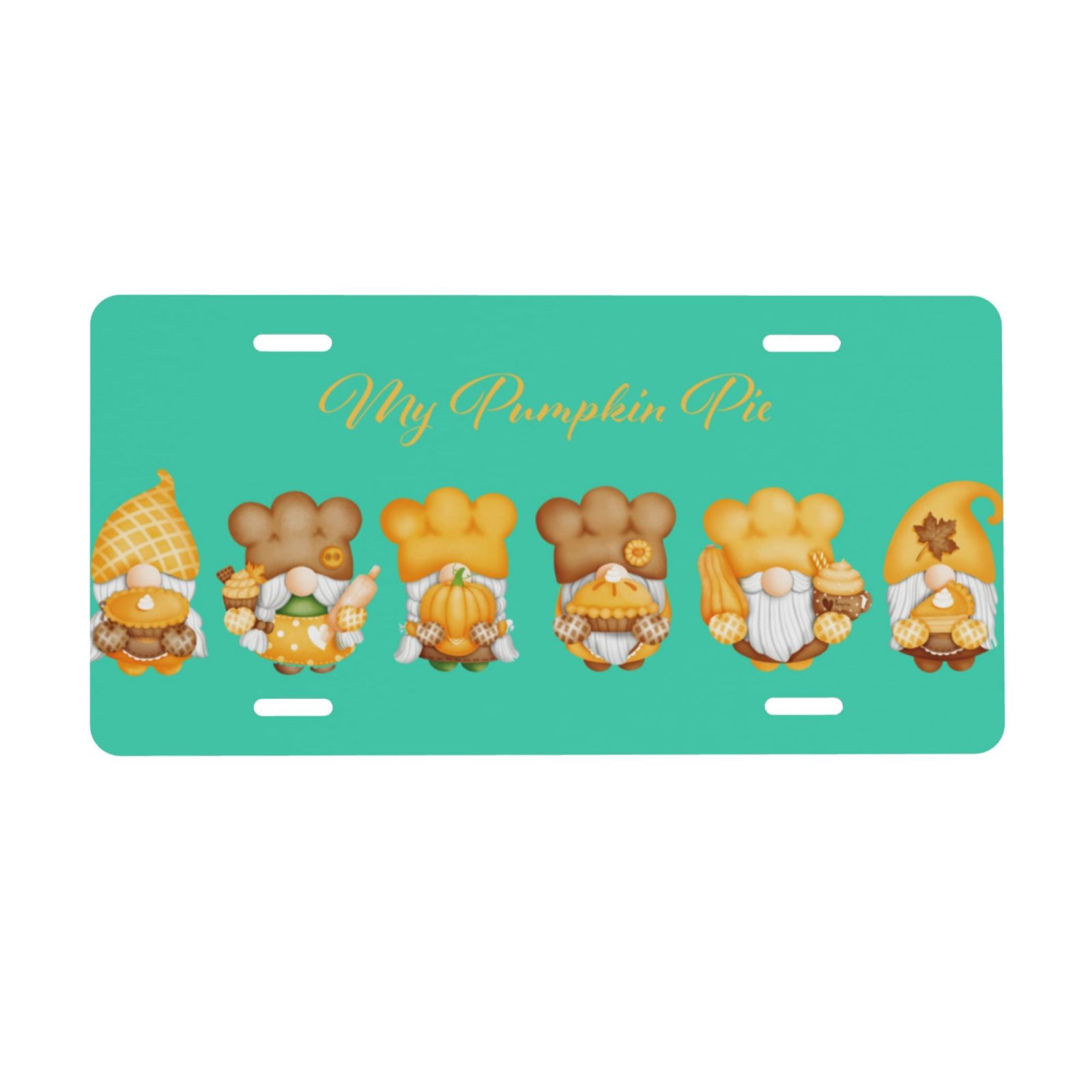 Junzan Pumpkin Pie Gnome Front License Plate Covers Decorative Car ...