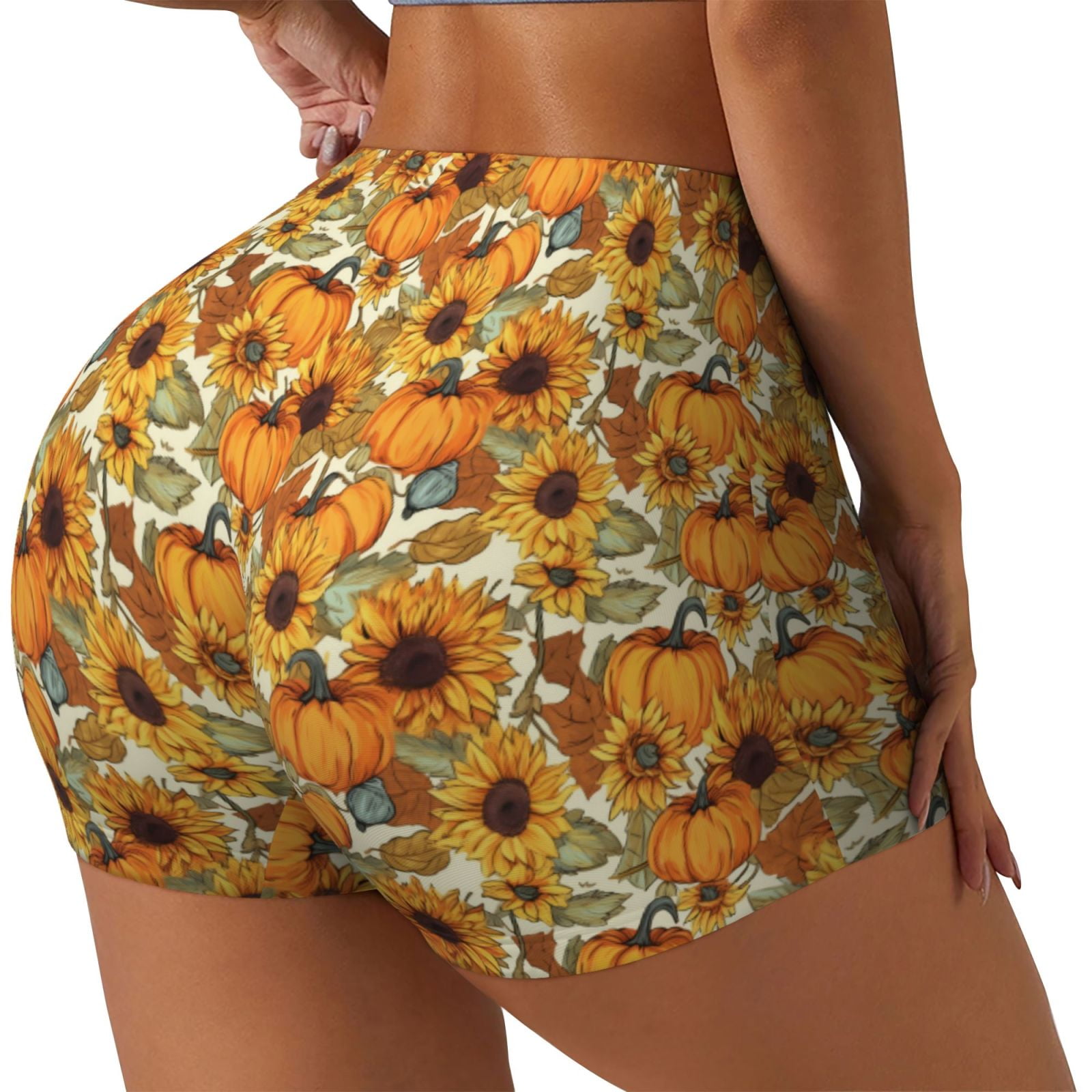 Junzan Pumpkins And Sunflowers A Pattern Women Workout Impact Shorts ...