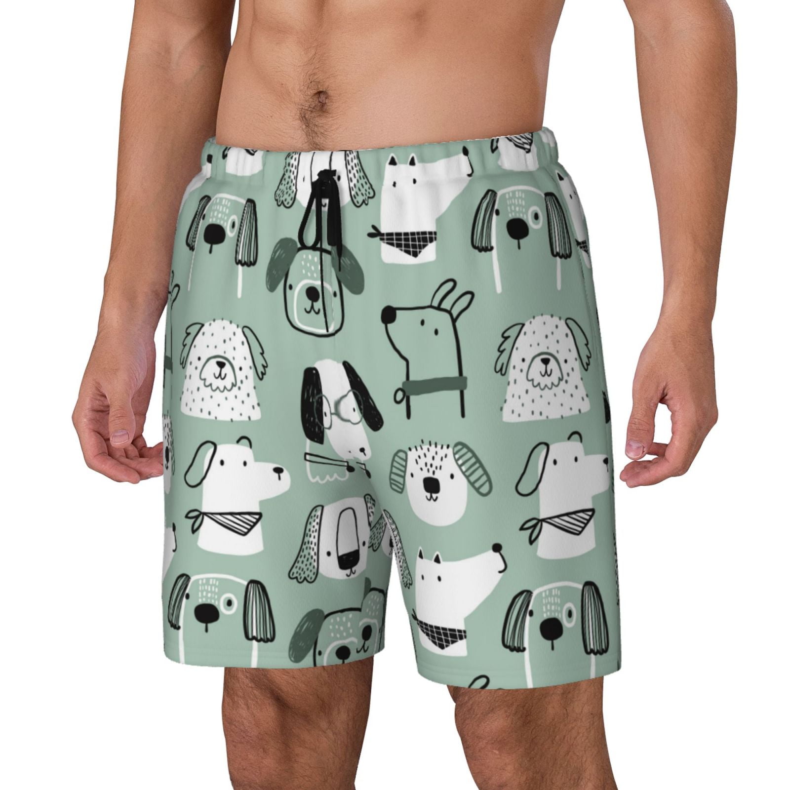 Junzan Puppy Print Swim Trunks Men Swim Shorts with Built-in ...