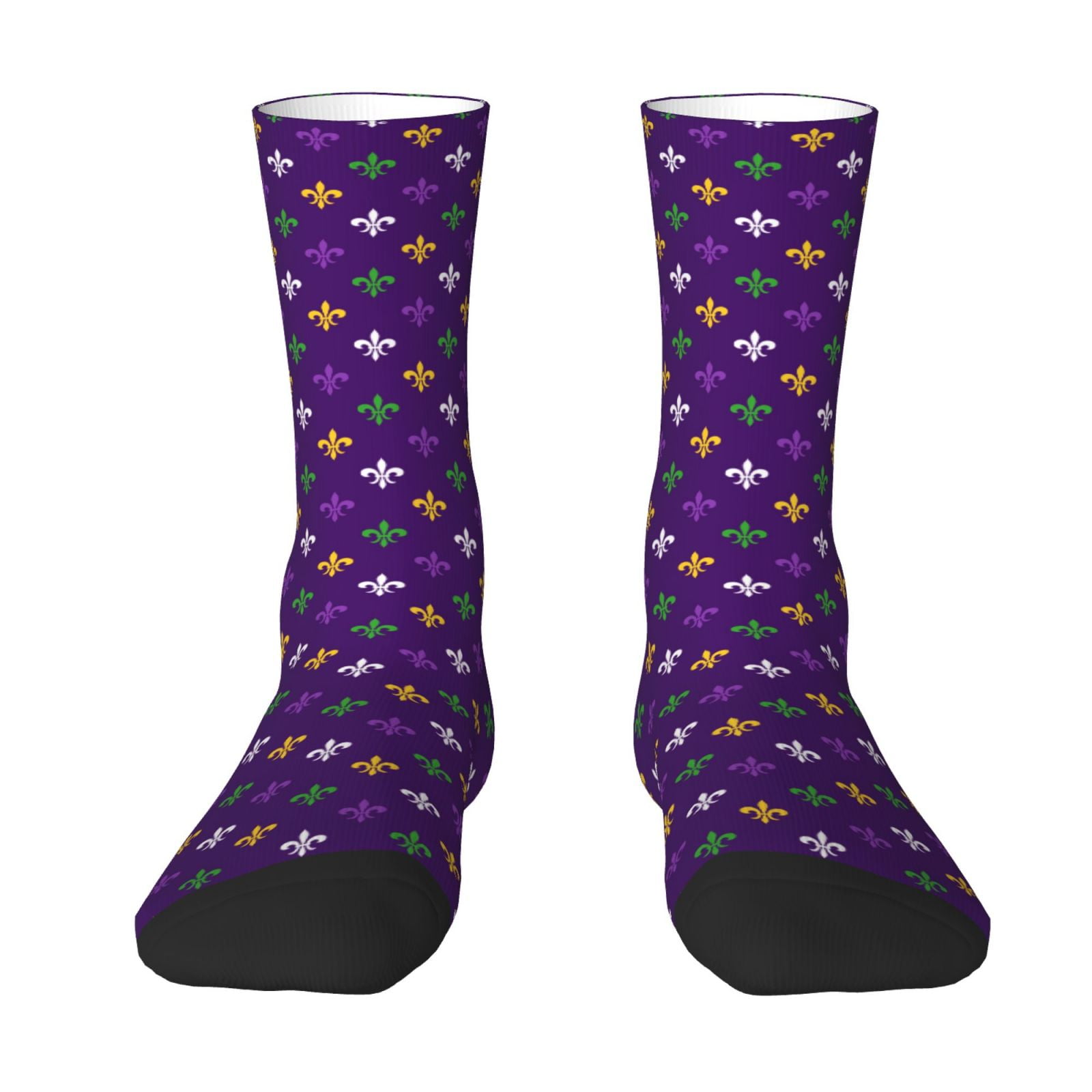 Junzan Purple Mardi Gras Mens Funny Socks For Men Women Colorful Fun ...