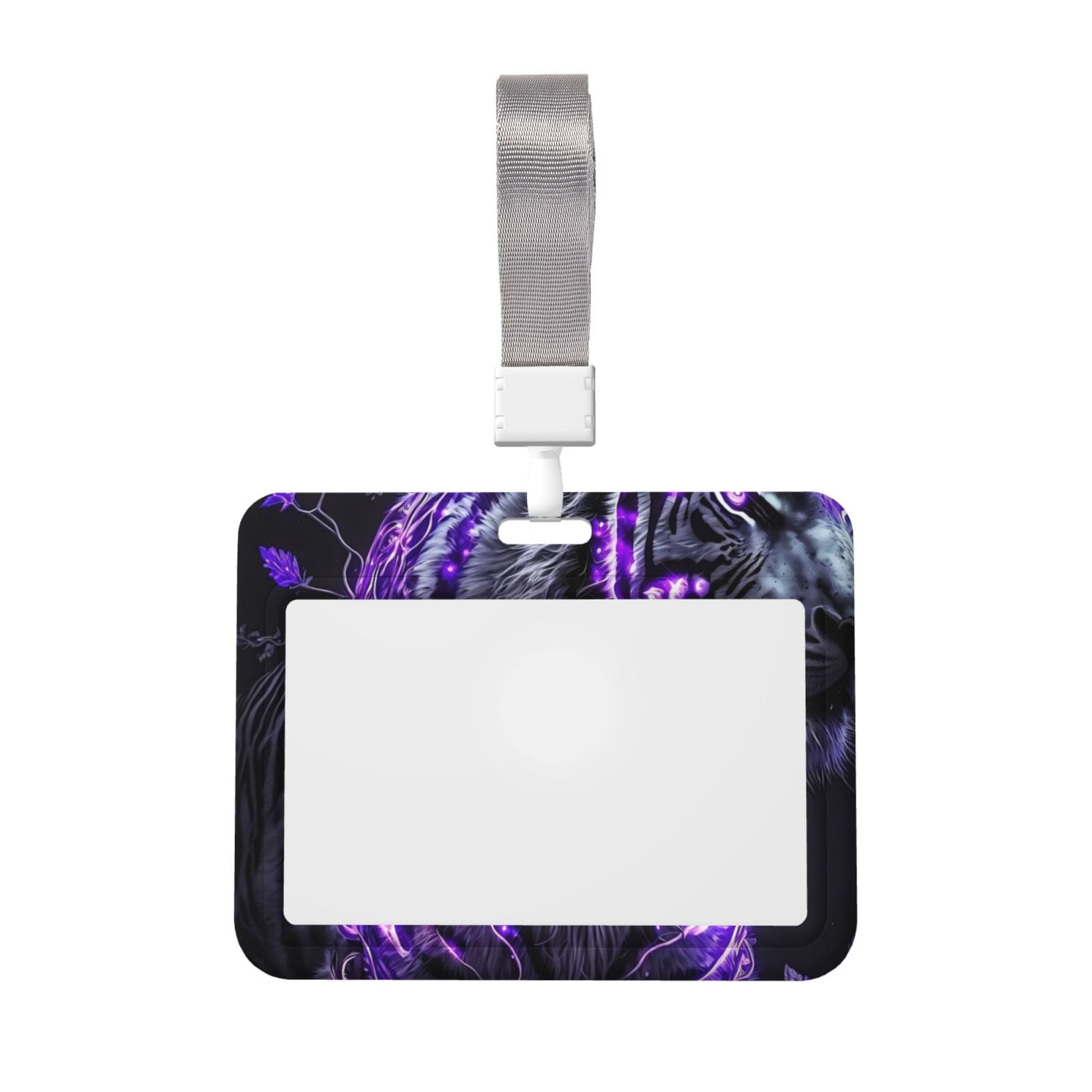 Junzan Purple Plant White Tiger ID Badge Holder with Windows Key Card ...