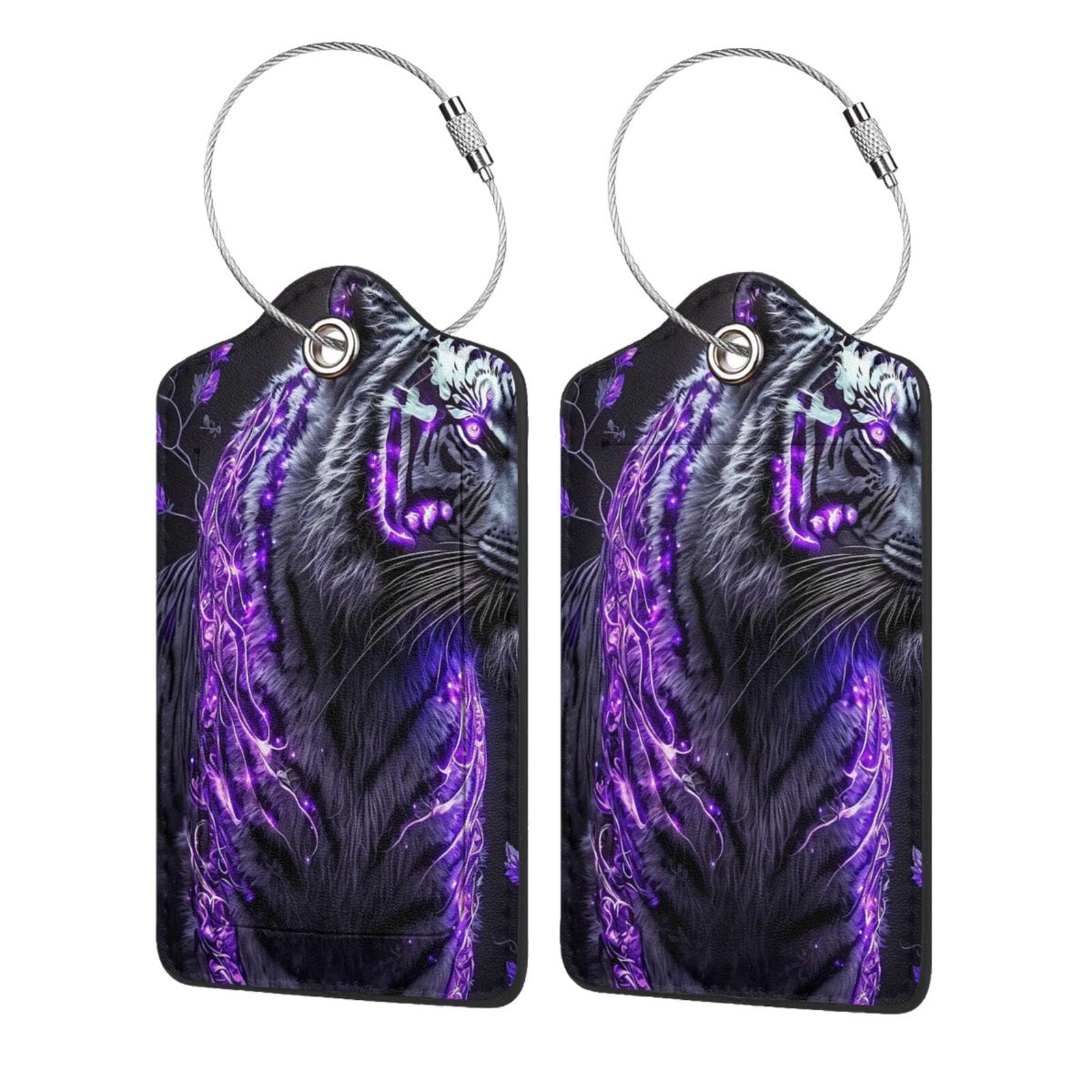 Junzan Purple Plant White Tiger for Luggage Tags,Leather Luggage Tags ...
