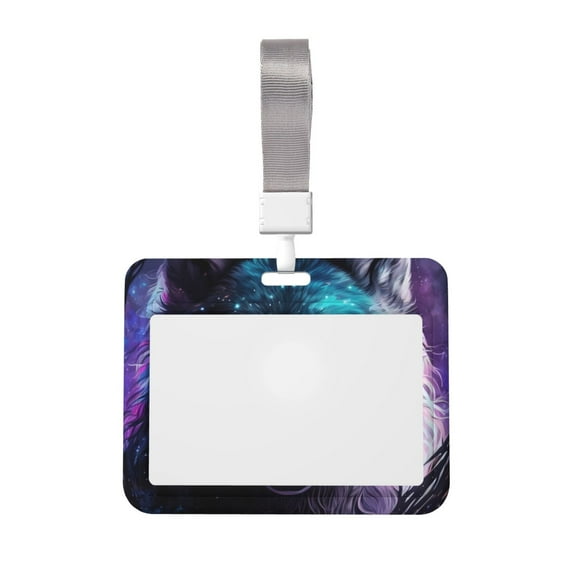 Junzan Purple Sky Wolf ID Badge Holder with Windows Key Card Work Badge ...