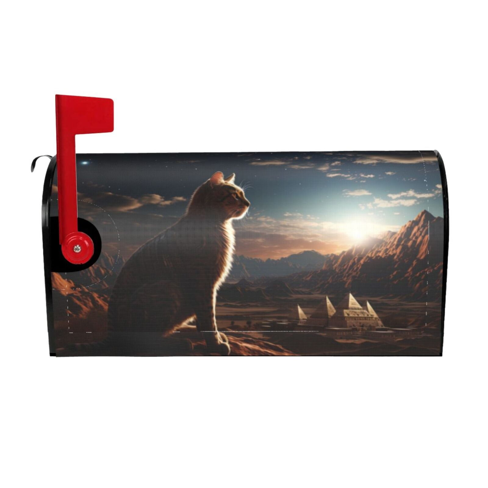 Junzan Pyramid Desert Cat Pattern Mailbox Covers,Magnetic Mailbox ...