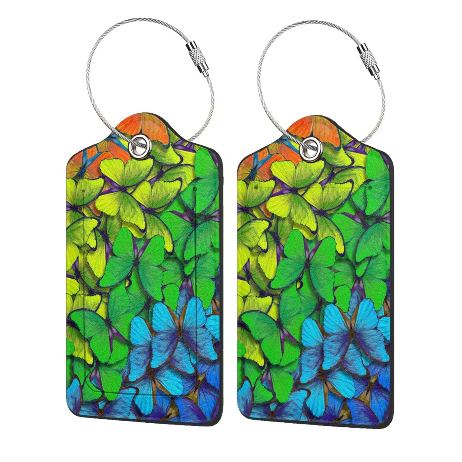Junzan Rainbow Butterflies for Luggage Tags,Leather Luggage Tags for ...
