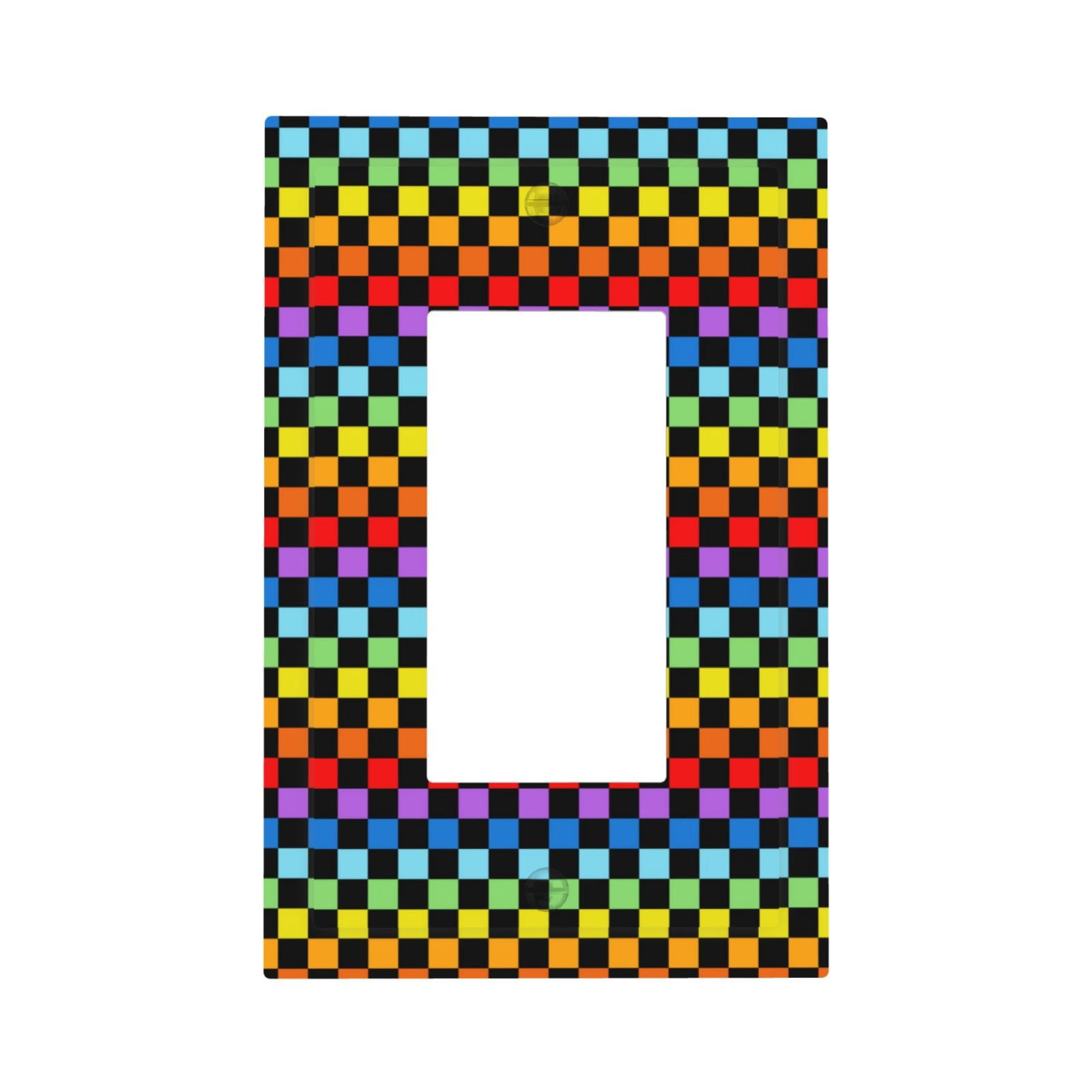 Junzan Rainbow Chequerboard for Electrical Outlet Covers, 5" x 3 ...