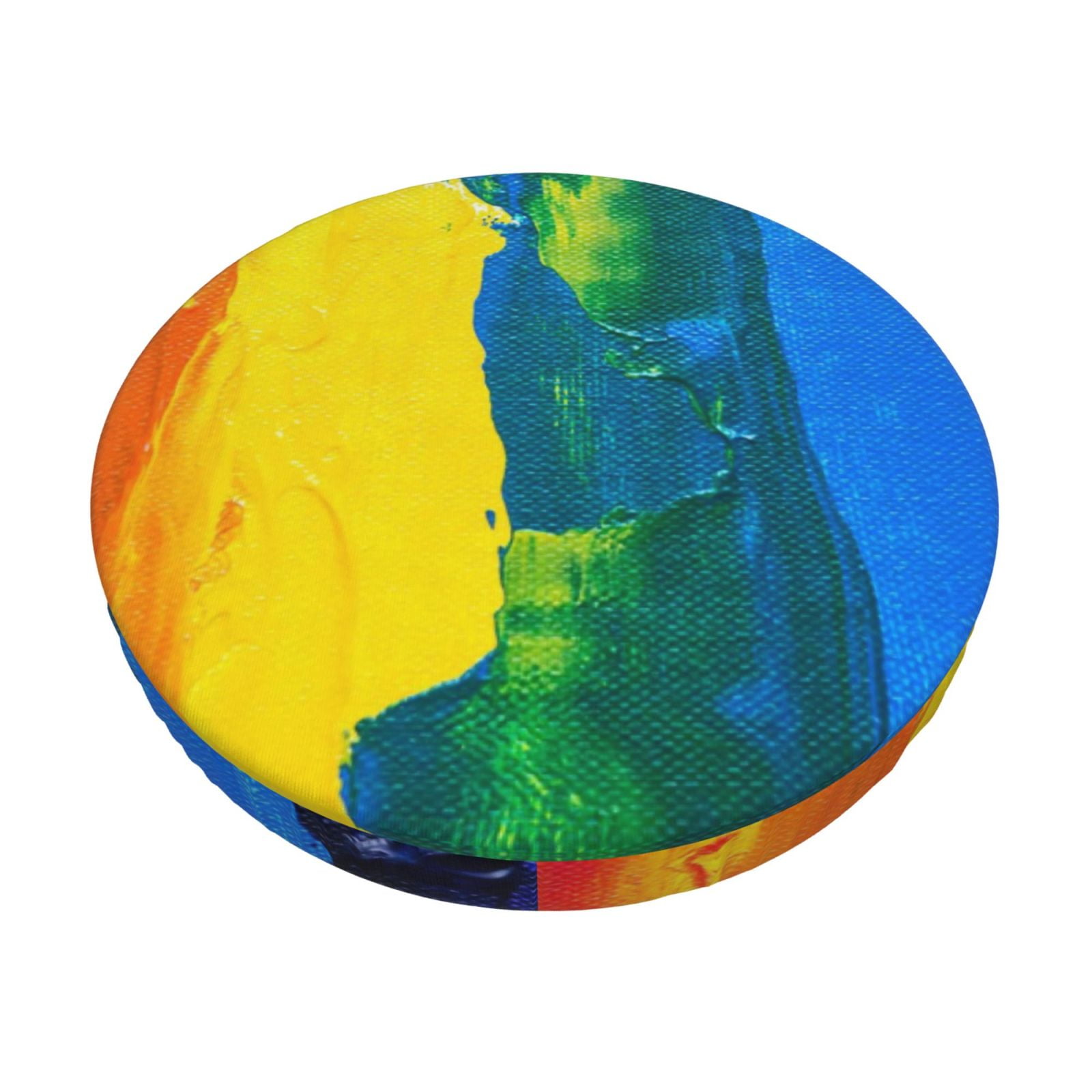 Junzan Rainbow Colored Bar Stool Cover Round Seat Cushion With Elastic ...