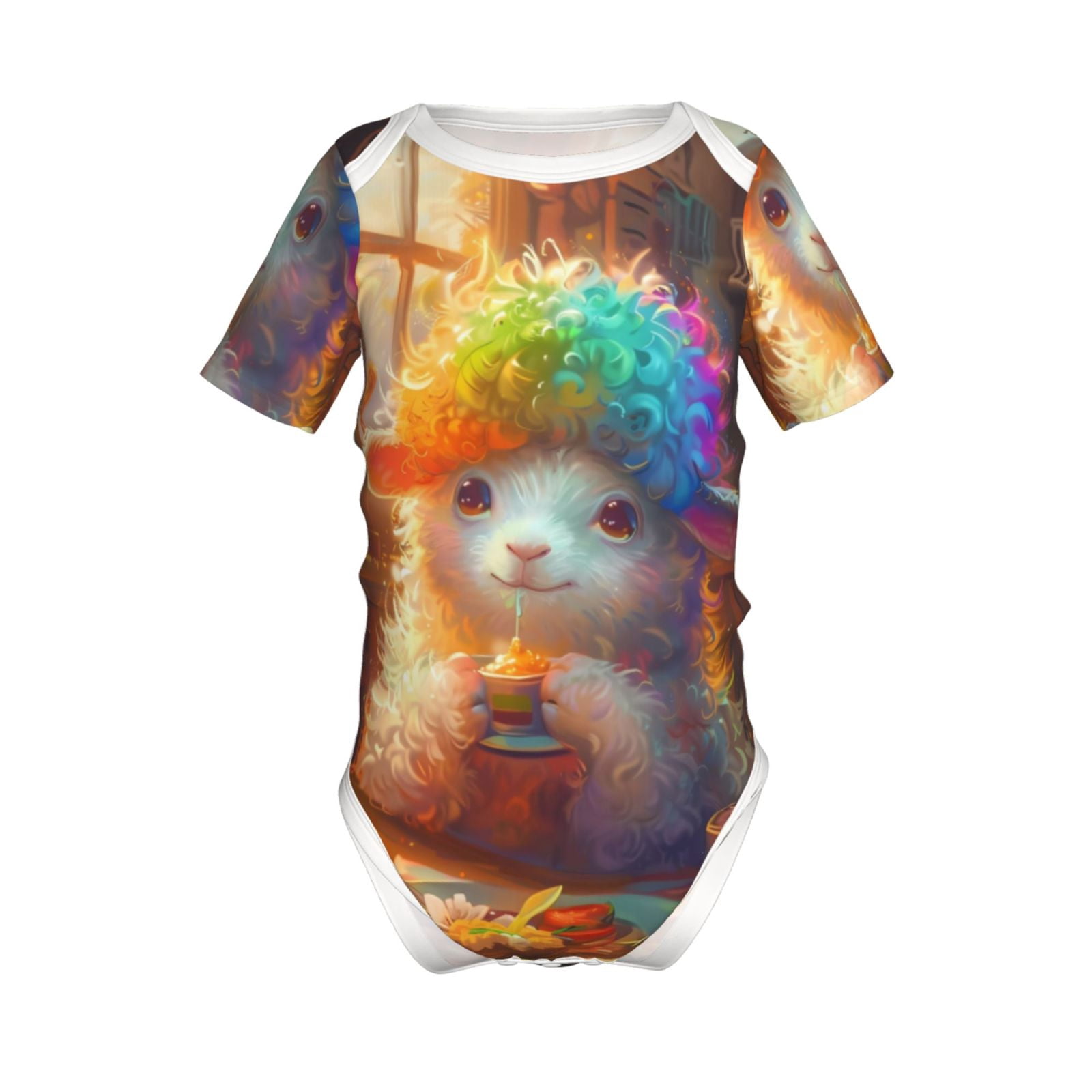 Junzan Rainbow Lamb Breakfast Print Short-Sleeve Baby Climbing Clothes ...
