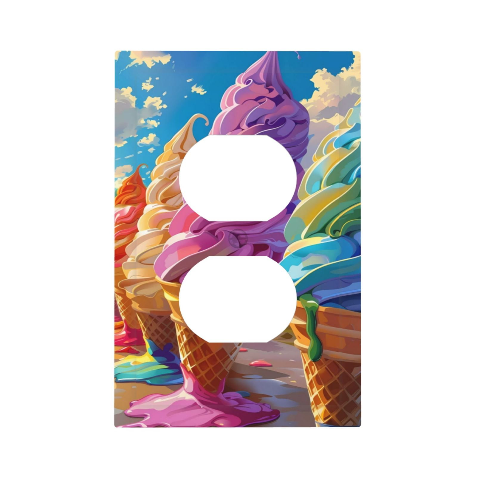 Junzan Rainbow Melting Ice Cream for Electrical Outlet Covers, 5" x 3 ...