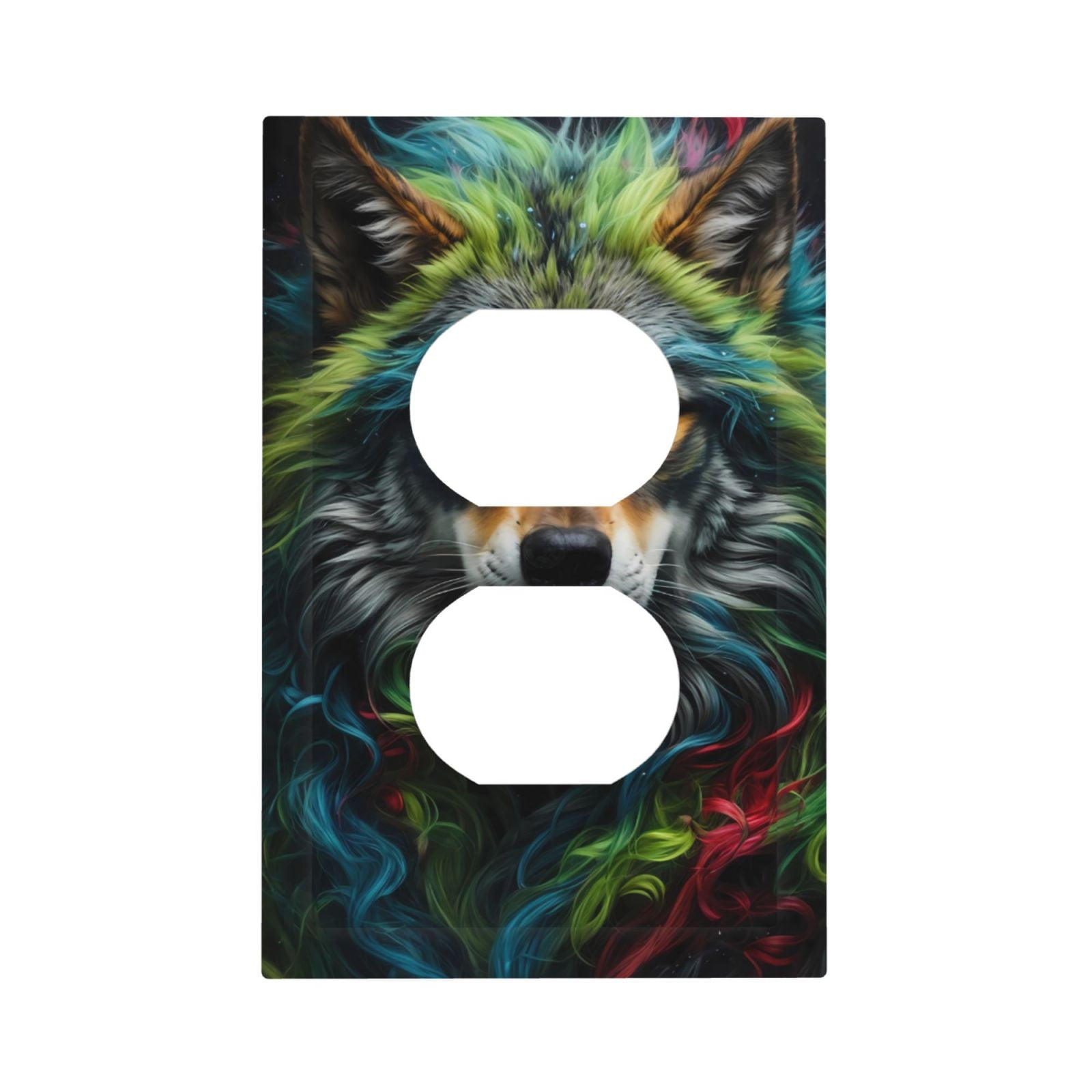 Junzan Realistic Style Colorful Wolf for Electrical Outlet Covers, 5" x ...