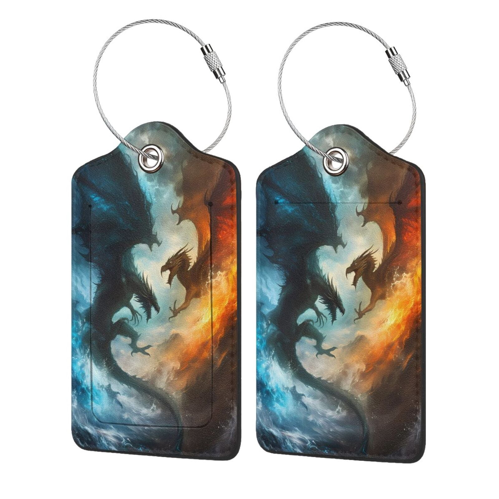 Junzan Red And Blue Flame Wave Dragon for Luggage Tags,Leather Luggage ...
