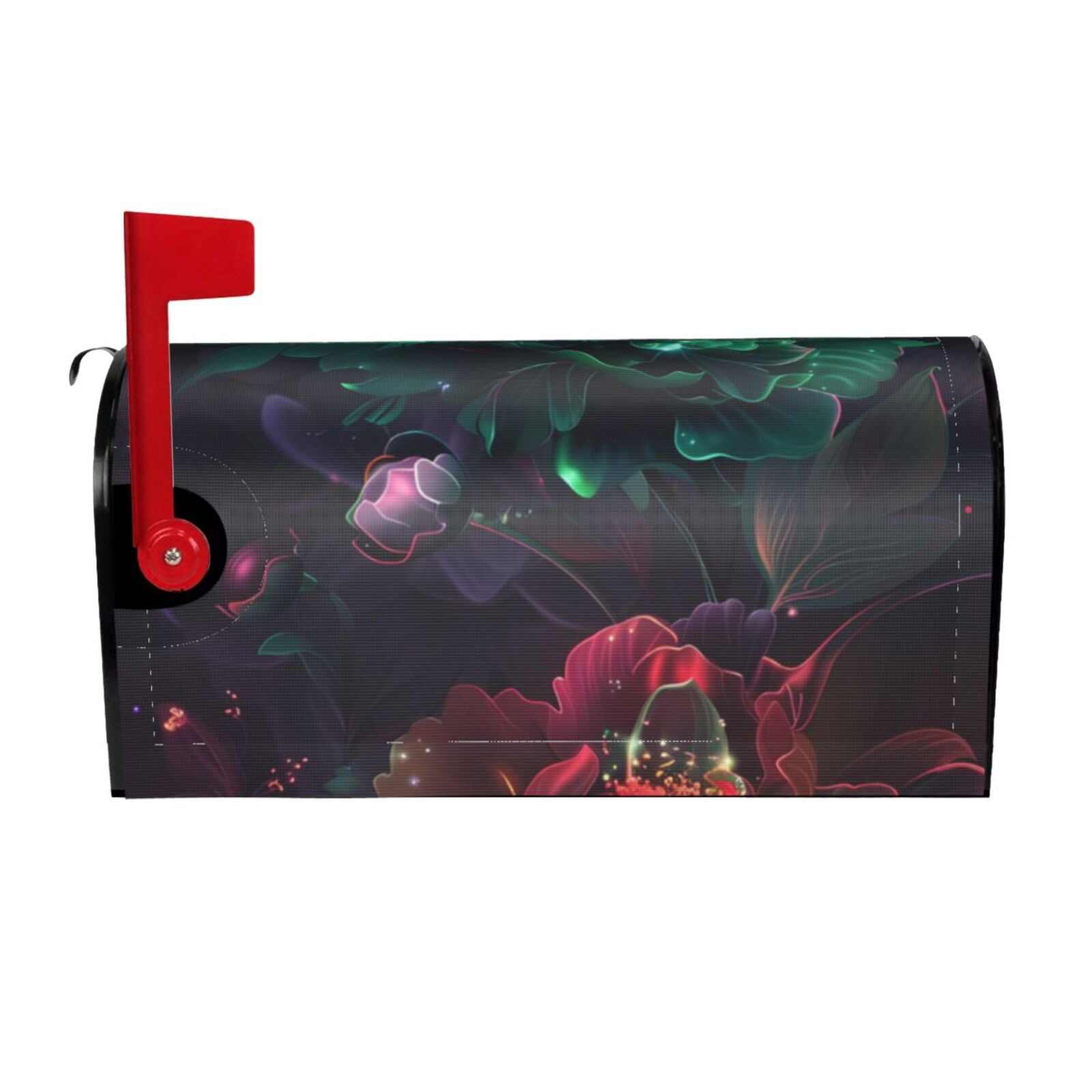 Junzan Red And Green Carnation Pattern Mailbox Covers,Magnetic Mailbox ...
