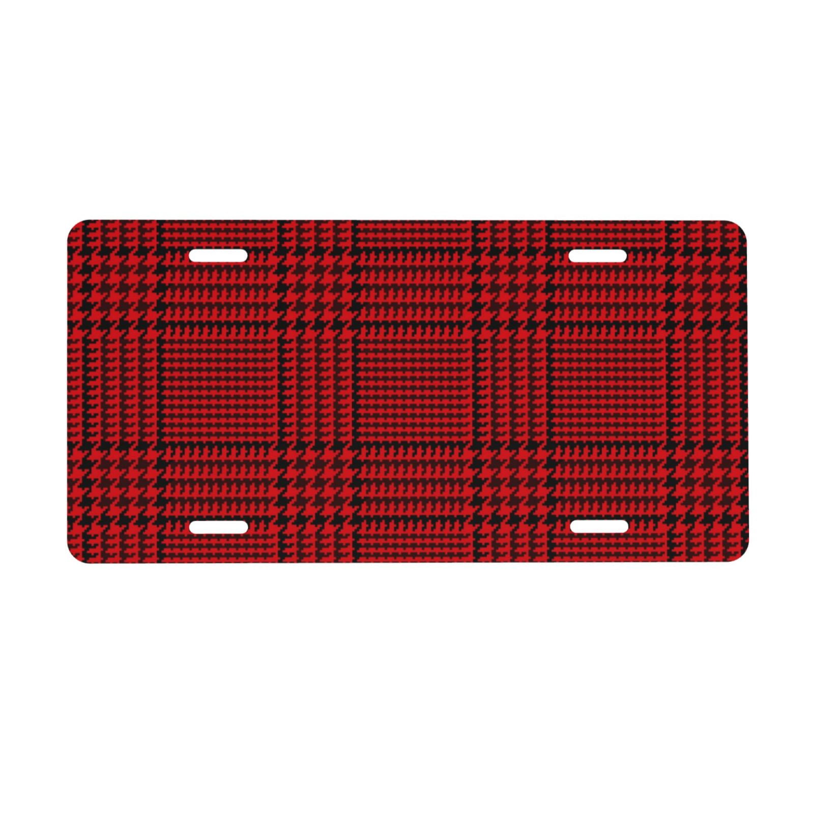 Junzan Red Black Houndstooth Front License Plate Covers Decorative Car ...