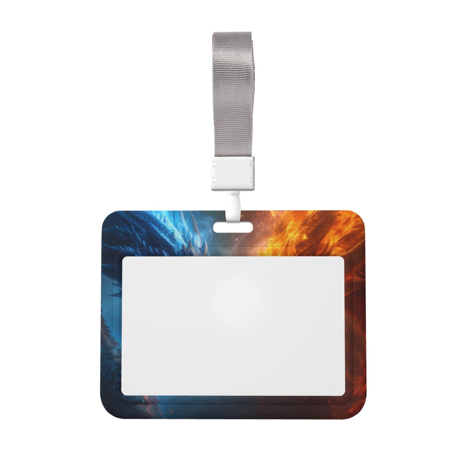 Junzan Red And Blue Fire Dragon E ID Badge Holder with Windows Key Card ...