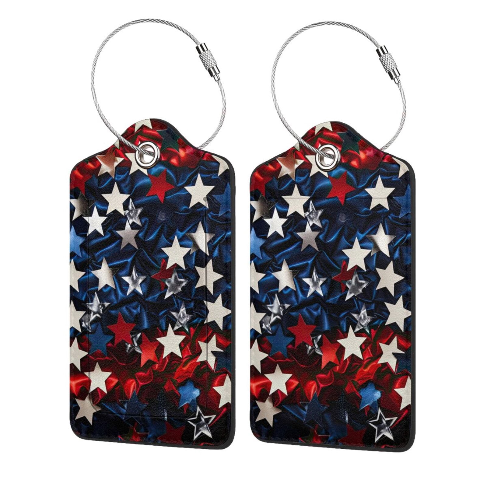 Junzan Red Blue White Stars for Luggage Tags,Leather Luggage Tags for ...