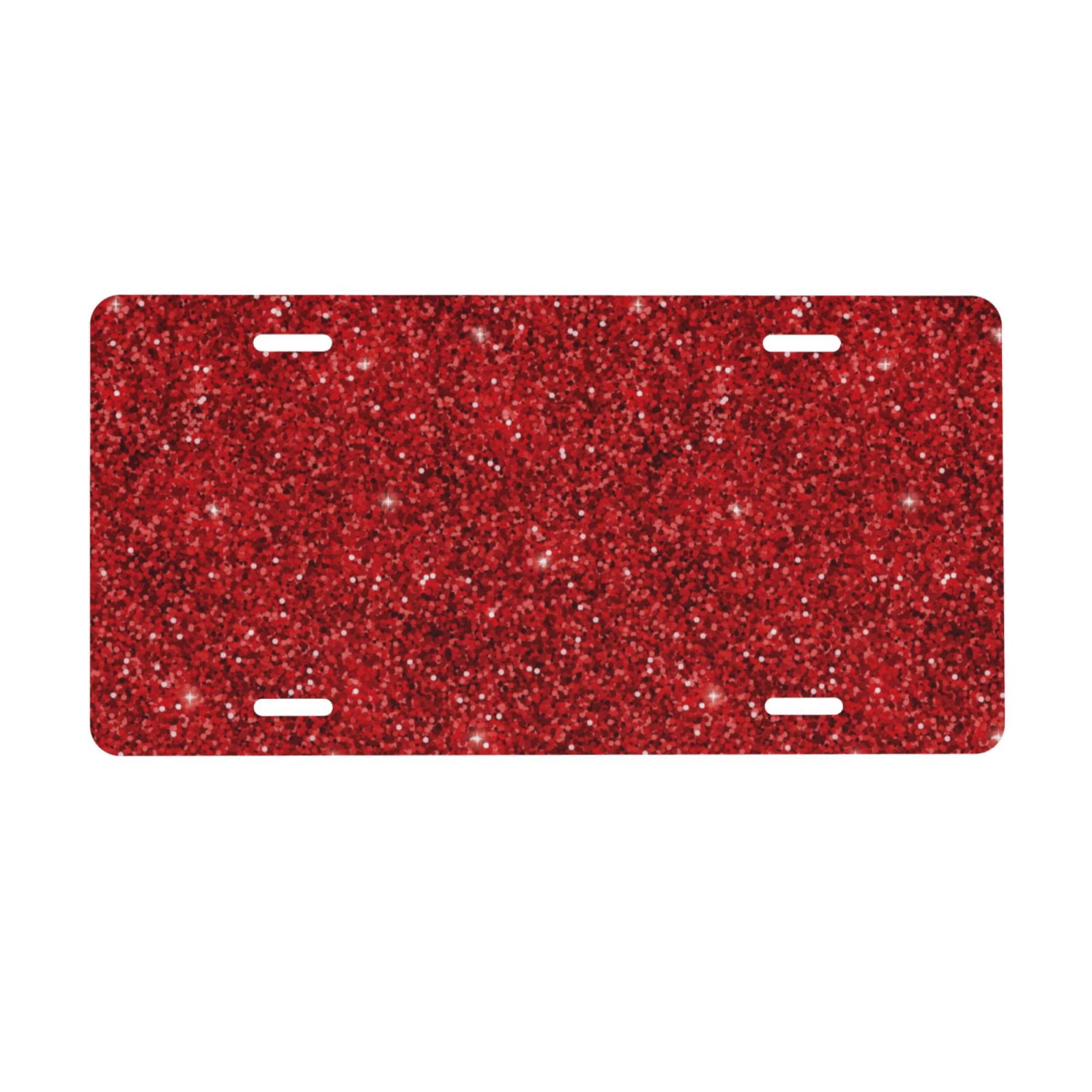 Junzan Red Glitter Front License Plate Covers Decorative Car Metal ...