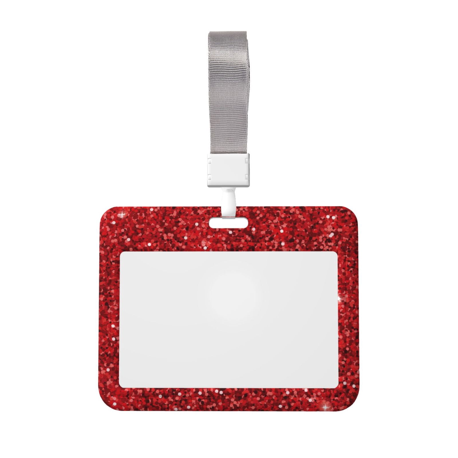 Junzan Red Glitter Id Badge Holder With Windows Key Card Work Badge ...