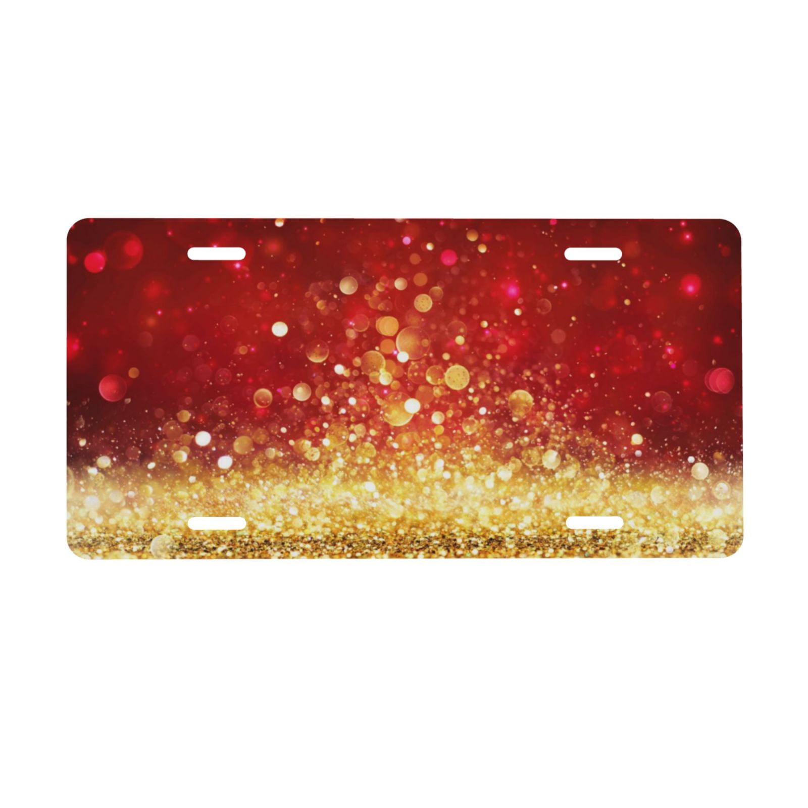 Junzan Red Gold Glitter Front License Plate Covers Decorative Car Metal ...
