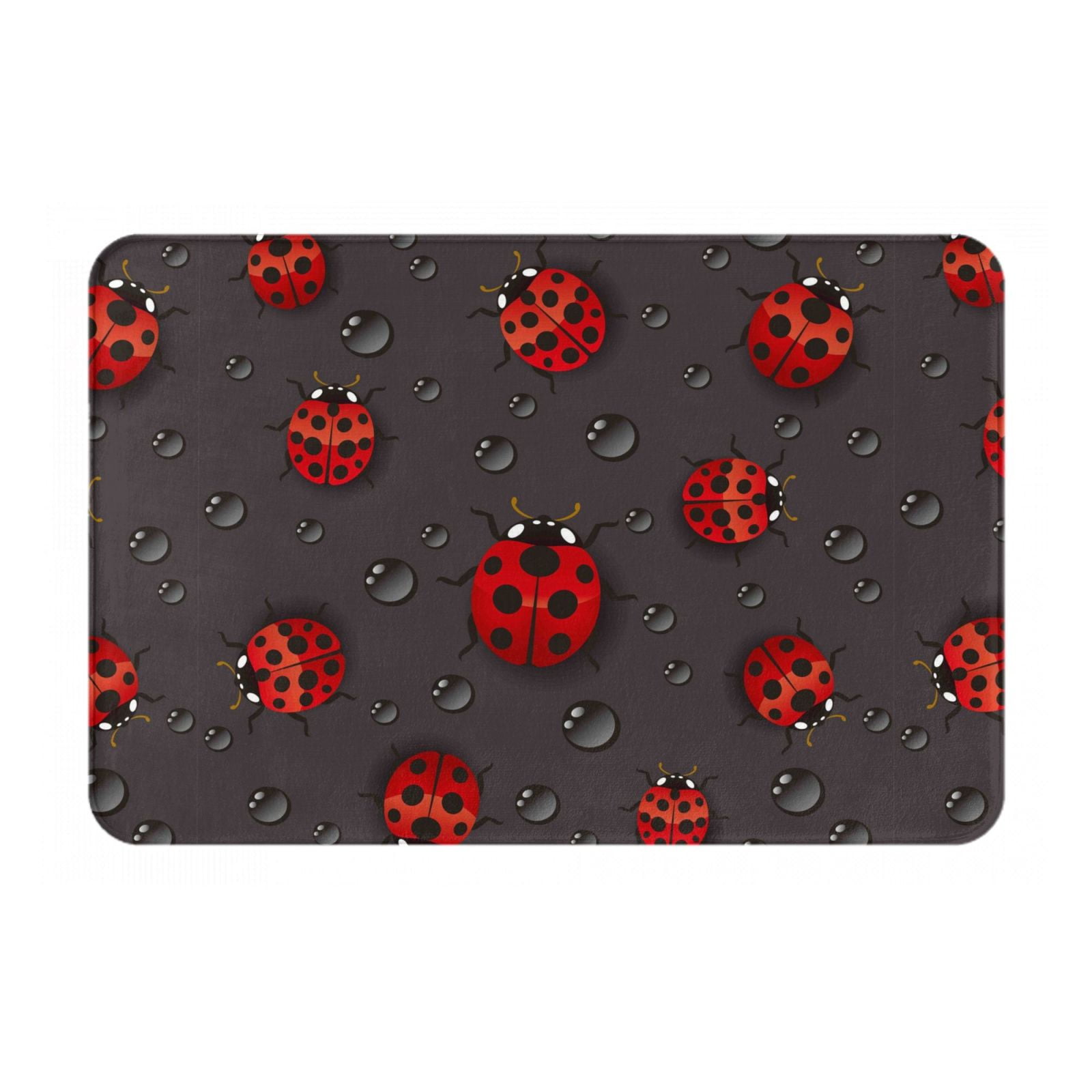 Junzan Red Ladybugs On Dark Background Custom Funny Welcome Doormat ...