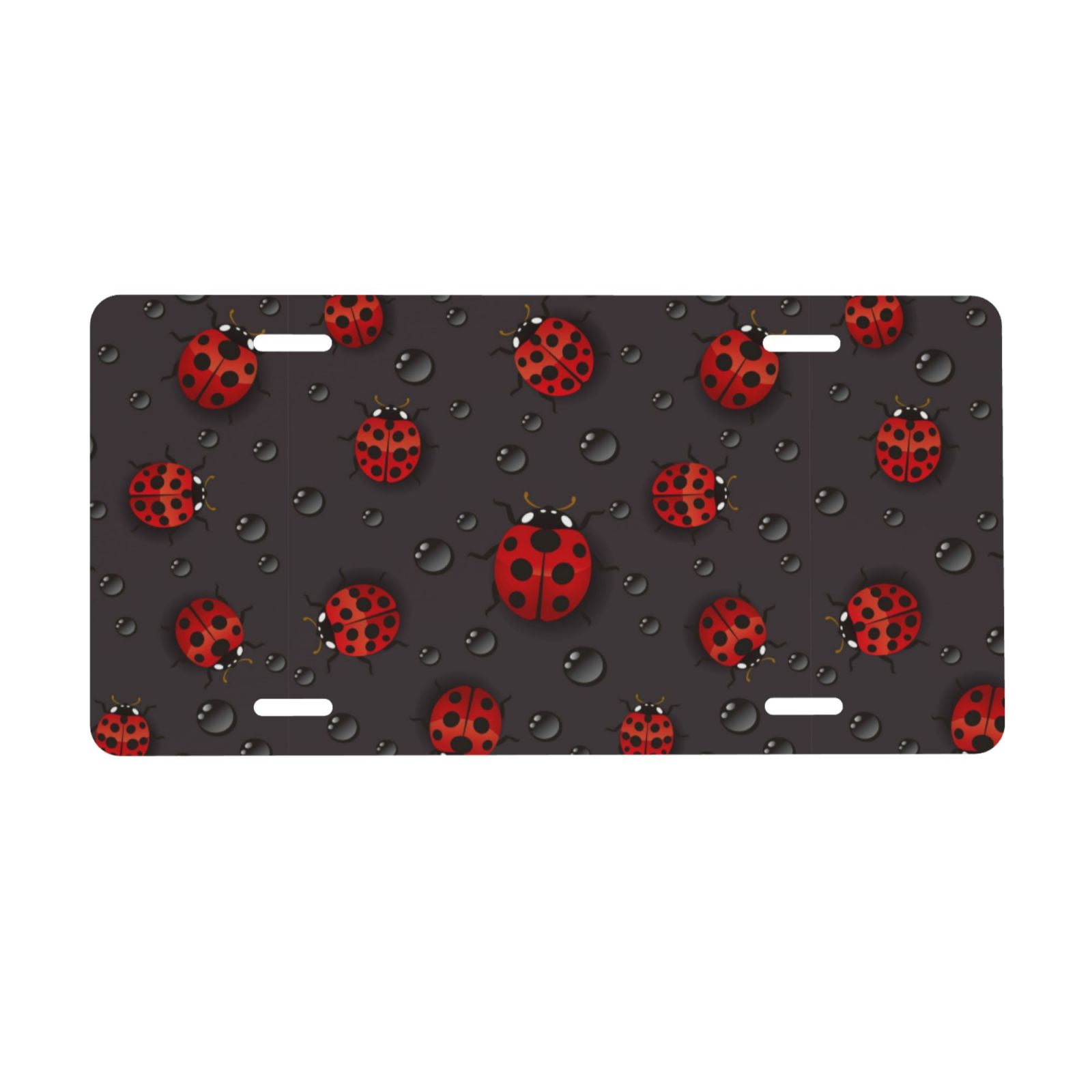 Junzan Red Ladybugs On Dark Background Front License Plate Covers ...
