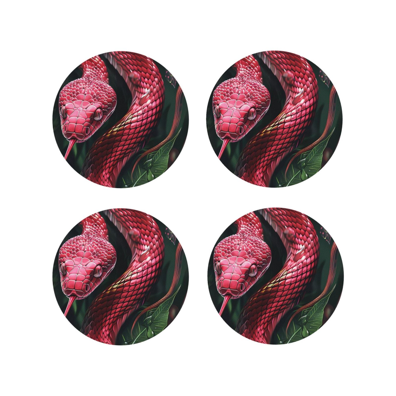 Junzan Red Viper Jungle Intensity Print Coasters for Drinks - Leather ...