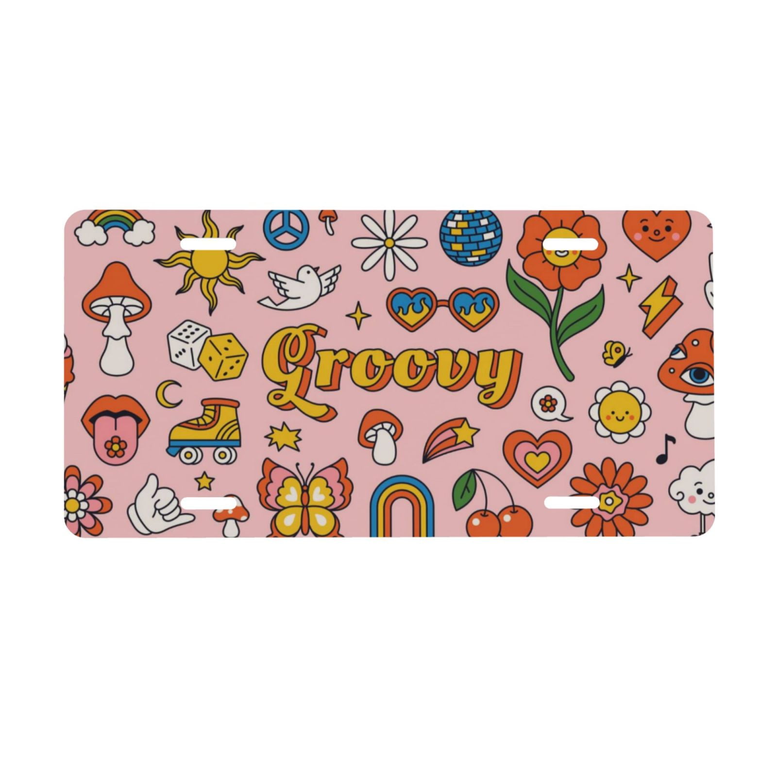 Junzan Retro 70s Hippie Front License Plate Covers Decorative Car Metal ...