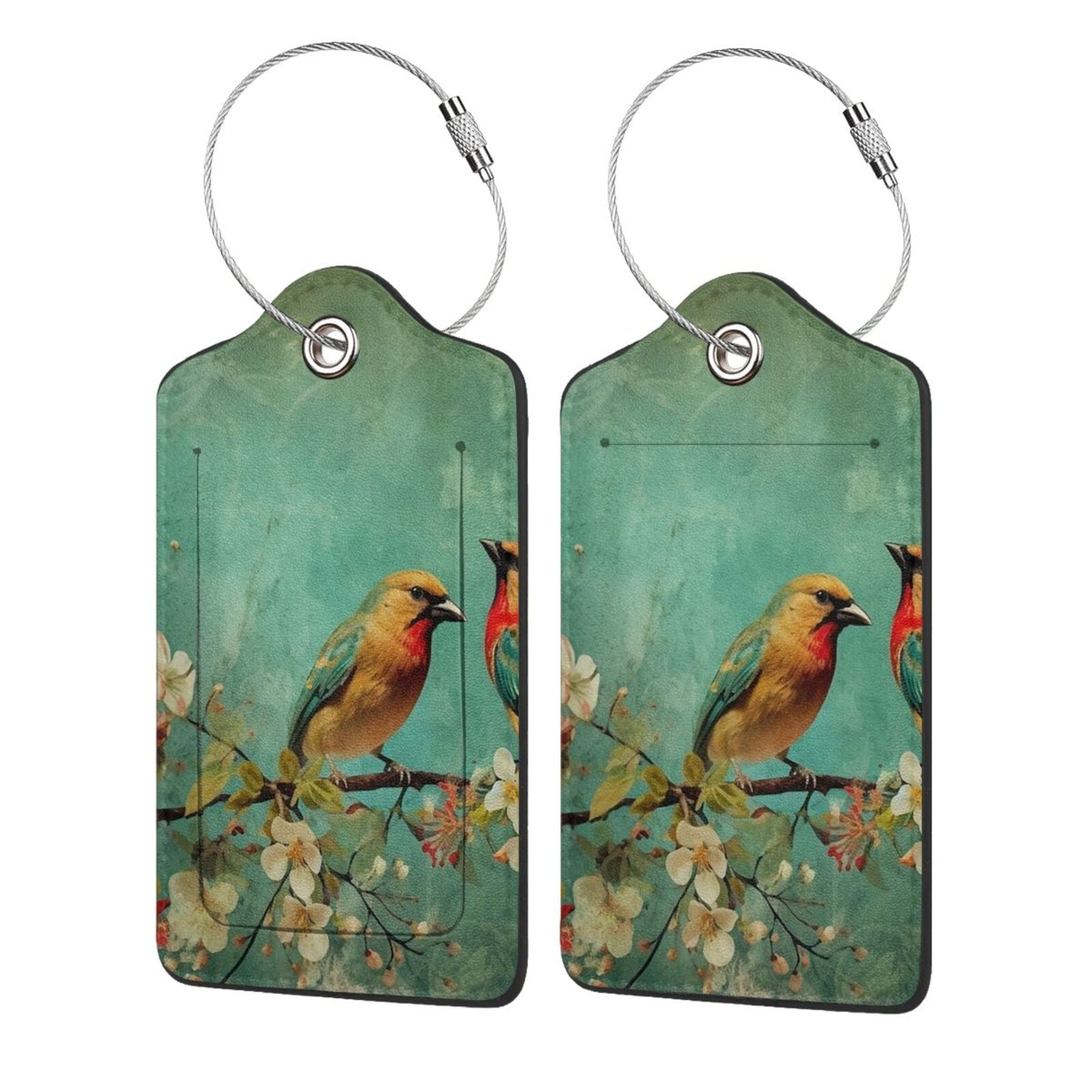 Junzan Retro Birds for Luggage Tags,Leather Luggage Tags for Suitcases ...
