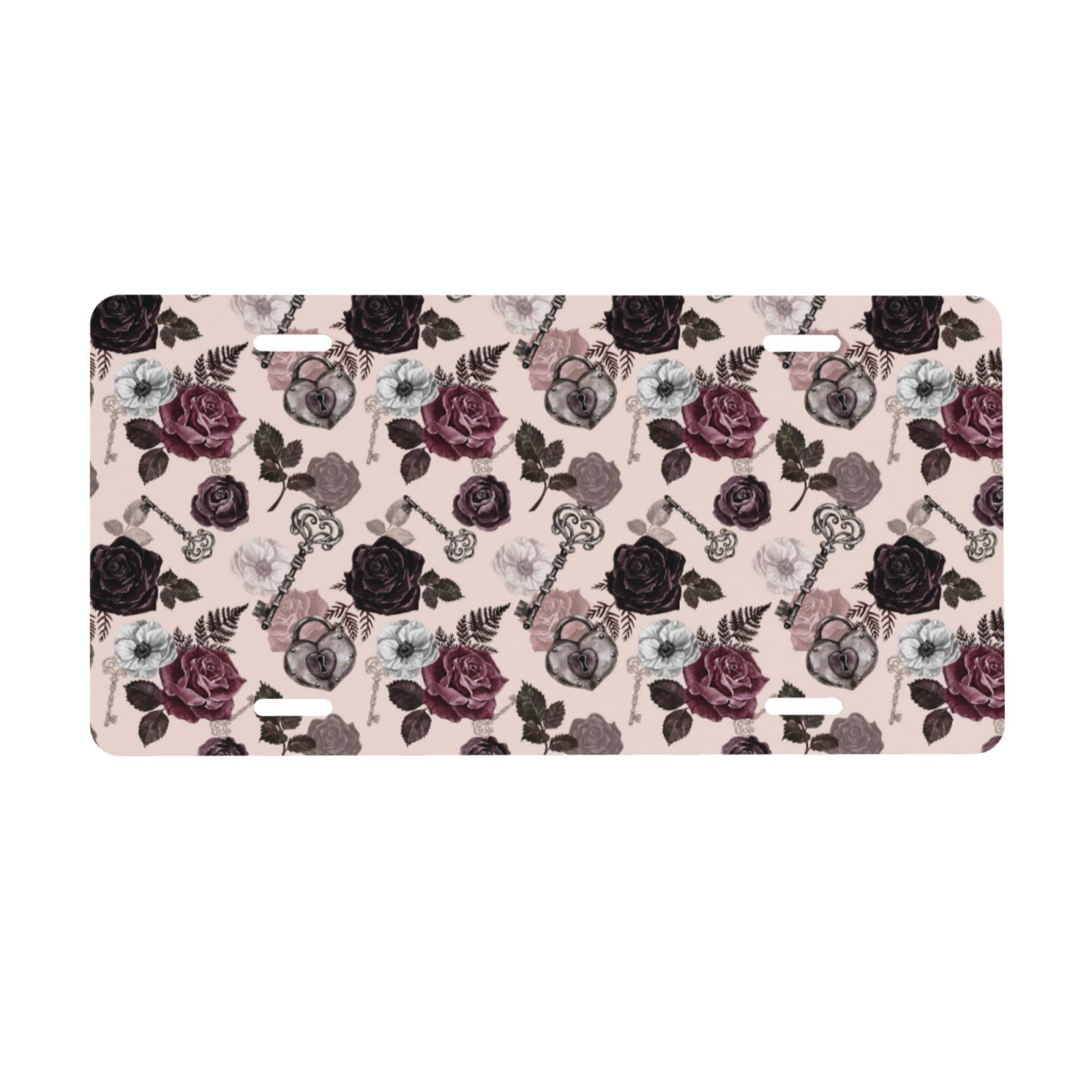 Junzan Retro Red Black Roses Front License Plate Covers Decorative Car ...