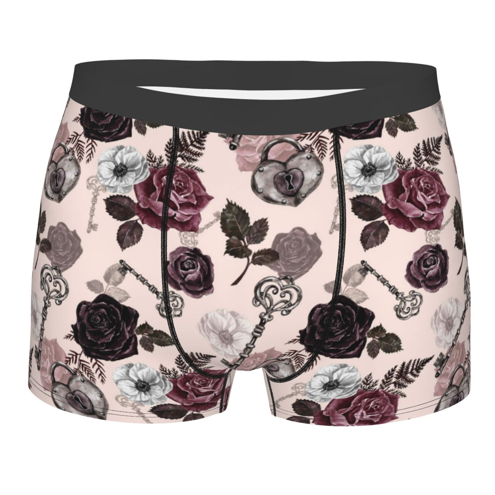 Junzan Retro Red Black Roses Mens Underwear Boxer Briefs For Men’s ...