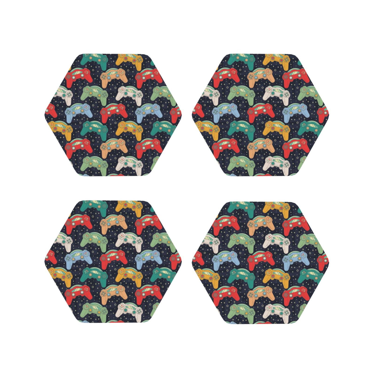 Junzan Retro Video Game Print Coasters for Drinks - Leather Coasters ...