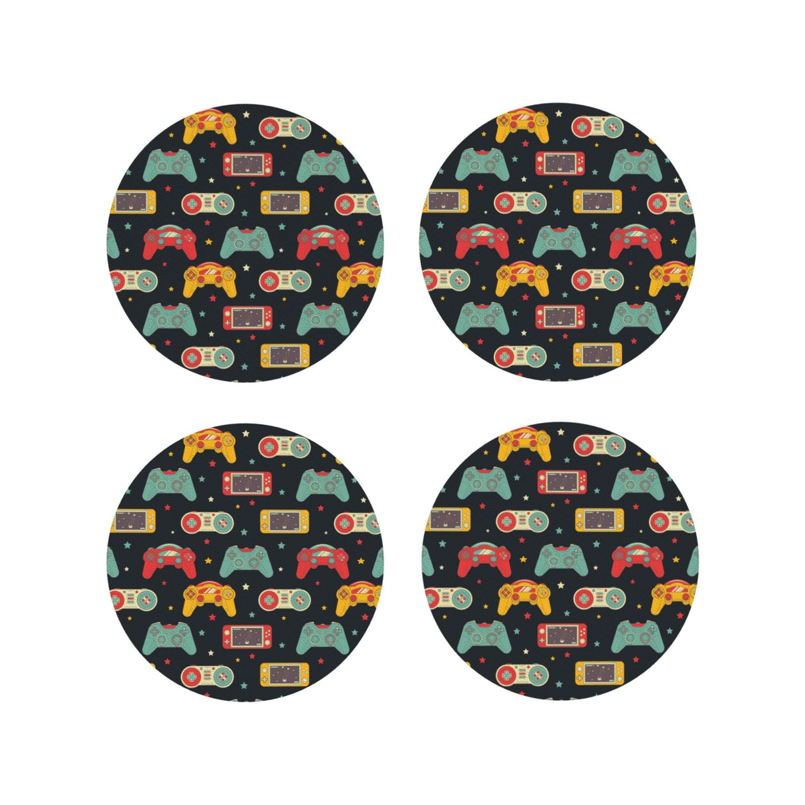Junzan Retro Video Game Print Coasters for Drinks - Leather Coasters ...