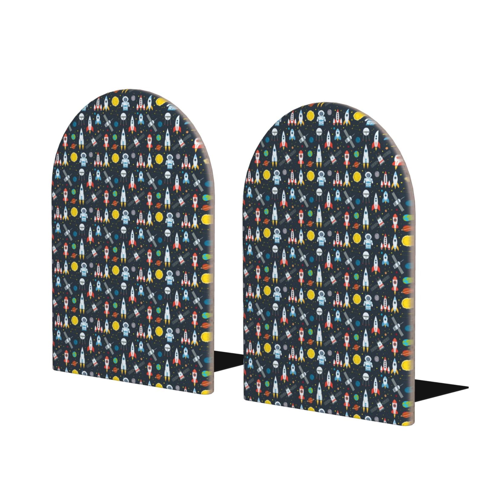 Junzan Rocket Space for Wood Bookends,1 Pair Book Ends for Shelves Book ...
