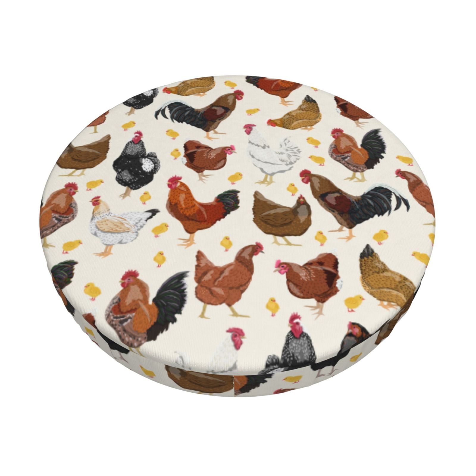 Junzan Roosters And Chickens Bar Stool Cover Round Seat Cushion With ...