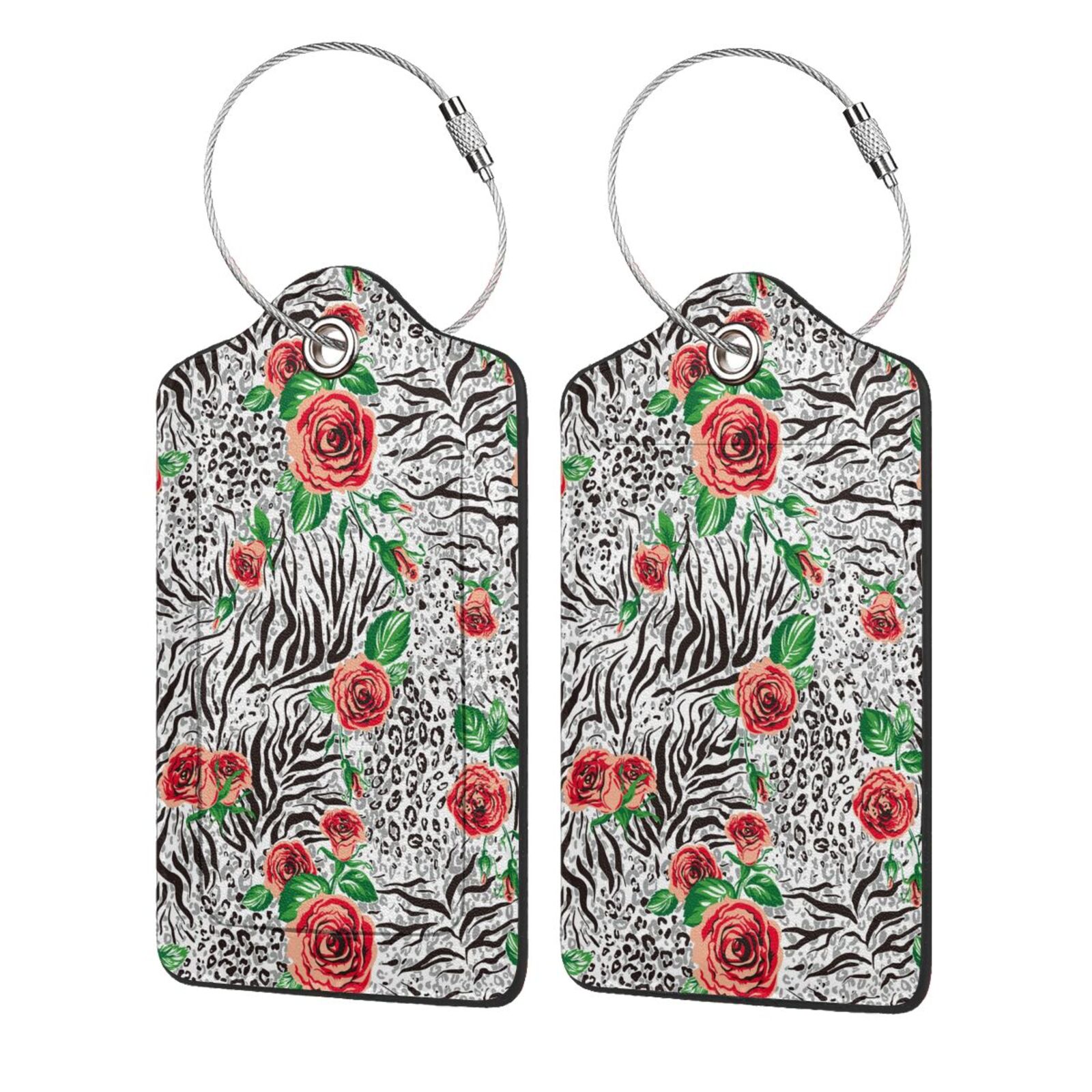 Junzan Roses Mixed Zebra 1 for Luggage Tags,Leather Luggage Tags for ...