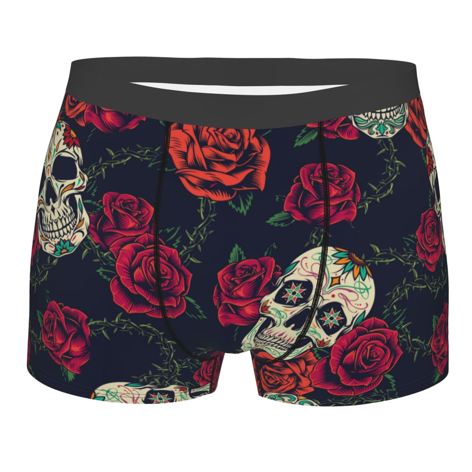 Junzan Roses Skulls Mens Underwear Boxer Briefs For Men’s - X-Large ...