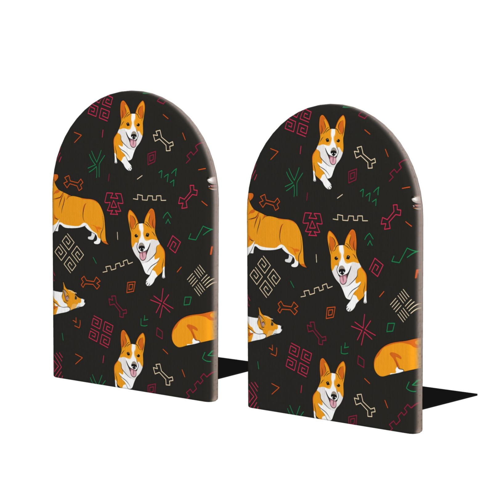 Junzan Royal Corgi for Wood Bookends,1 Pair Book Ends for Shelves Book ...