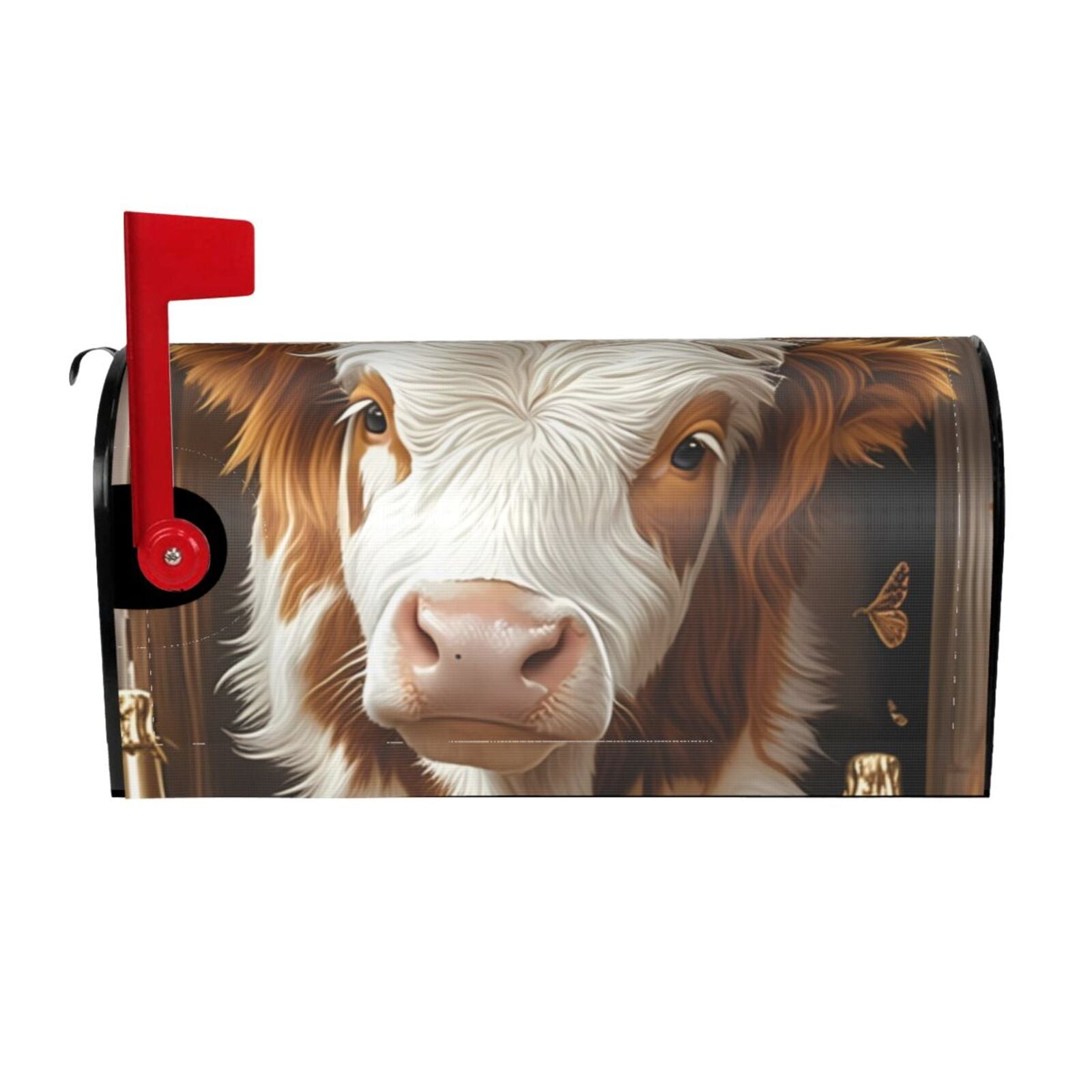 Junzan Rustic Cow Butterflies Champagne Pattern Mailbox Covers,Magnetic ...