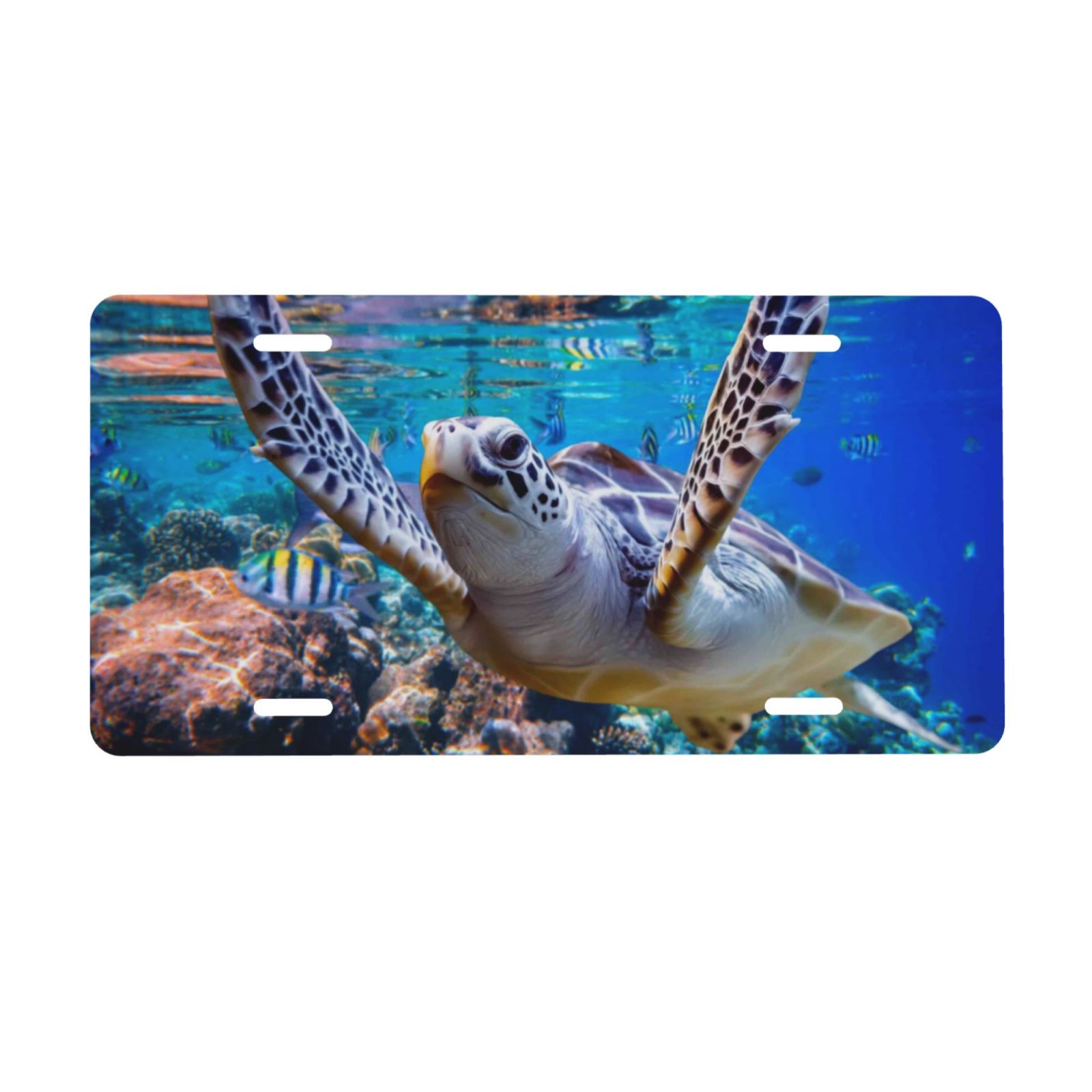 Junzan Sea Turtle Swims Front License Plate Covers Decorative Car Metal ...