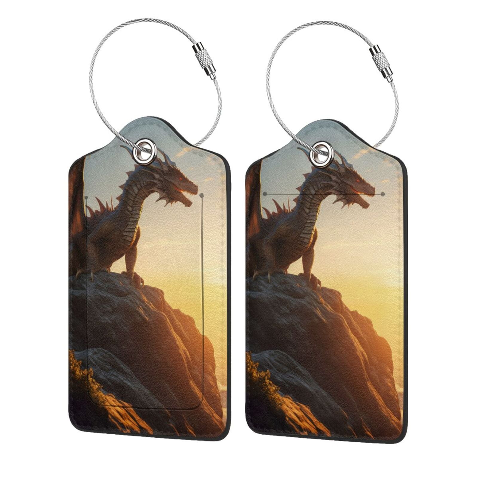 Junzan Seaside Sunset Cool Dragon for Luggage Tags,Leather Luggage Tags ...