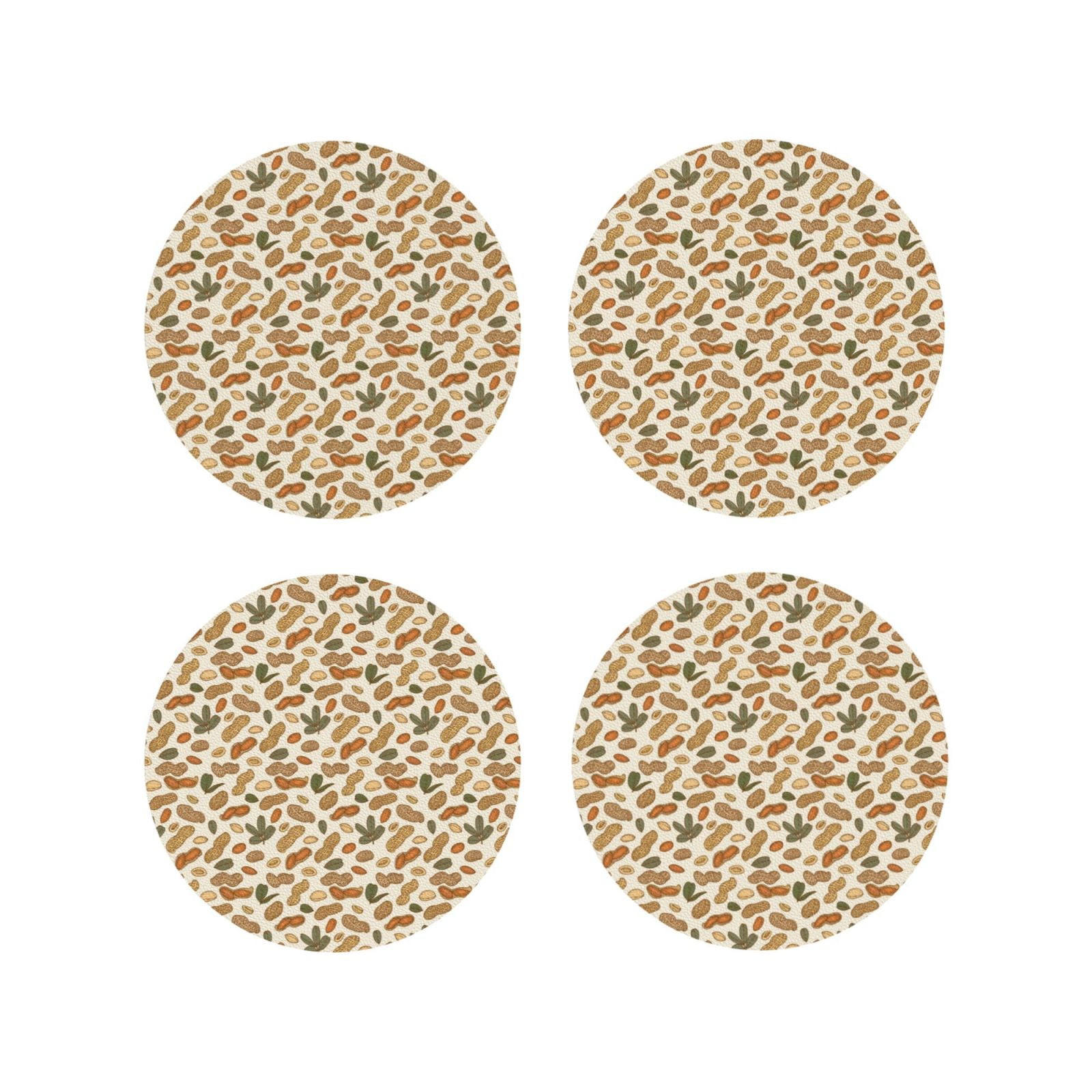 Junzan Set With Peanut Print Coasters for Drinks - Leather Coasters Set ...