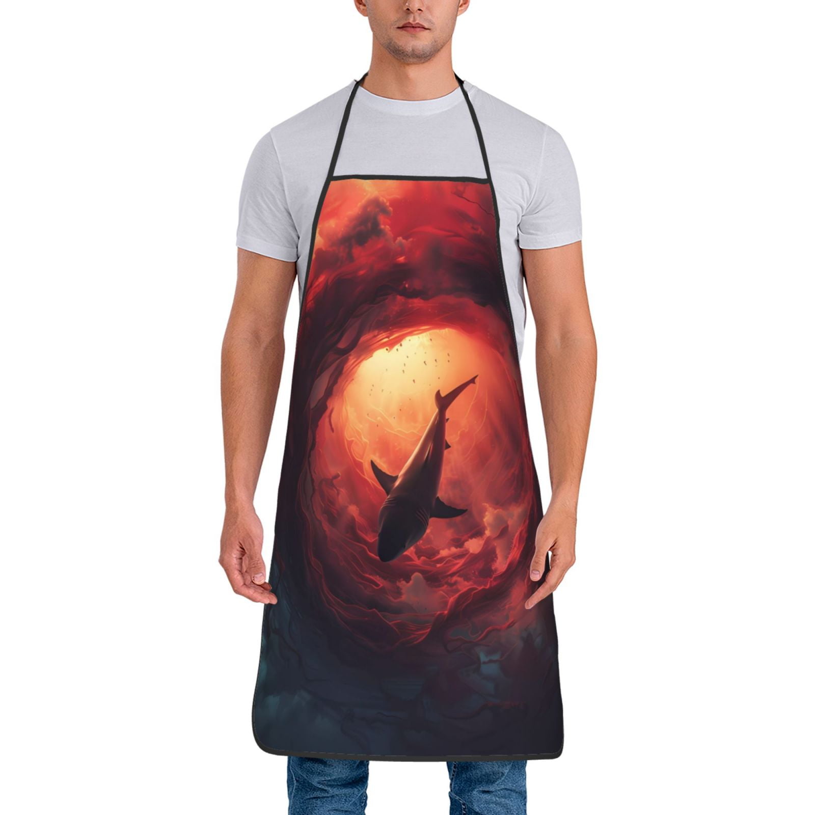 Junzan Shark Underwater Vortex Print Kitchen Cooking Aprons, Chef Apron ...
