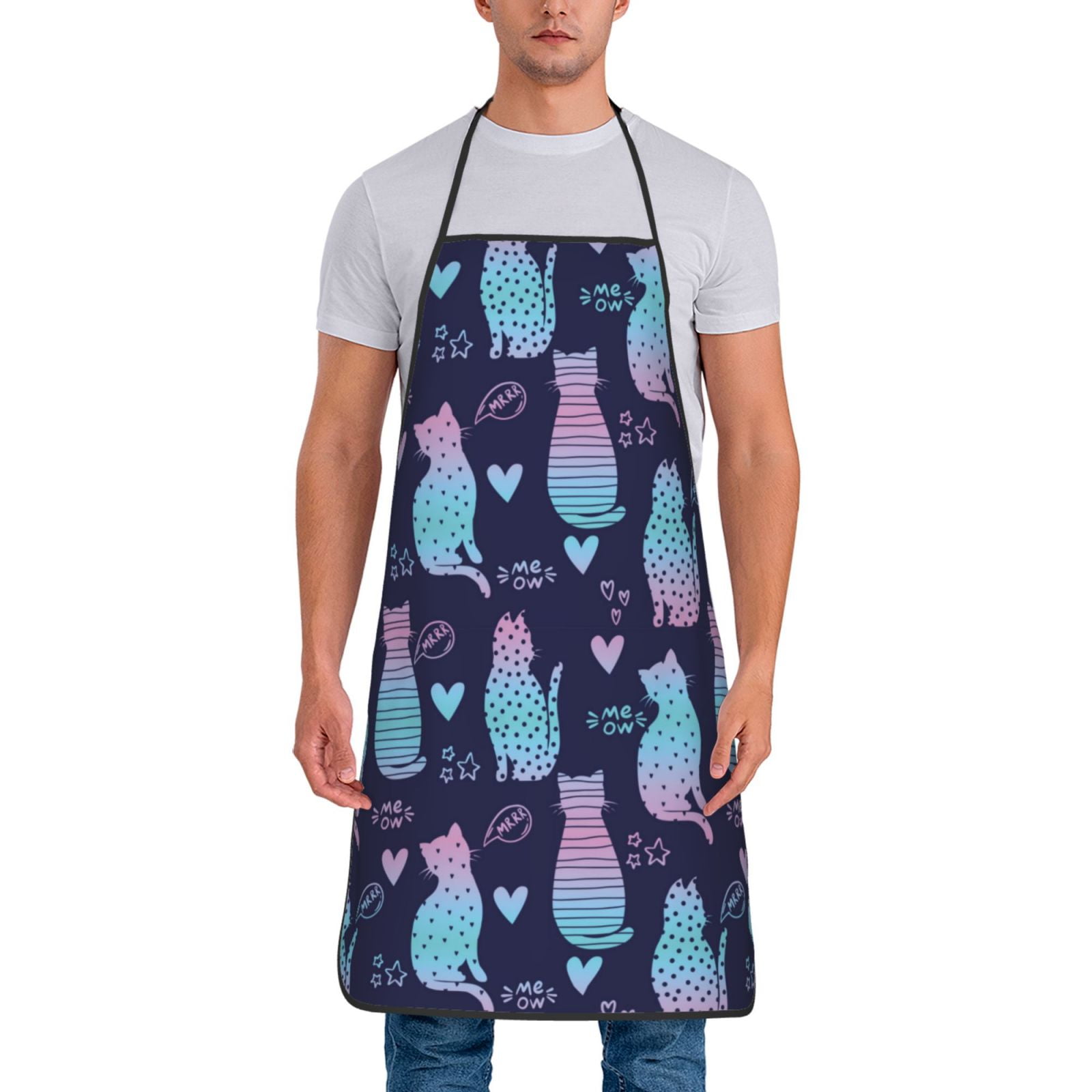 Junzan Silhouette Cats Print Kitchen Cooking Aprons, Chef Apron for Men ...