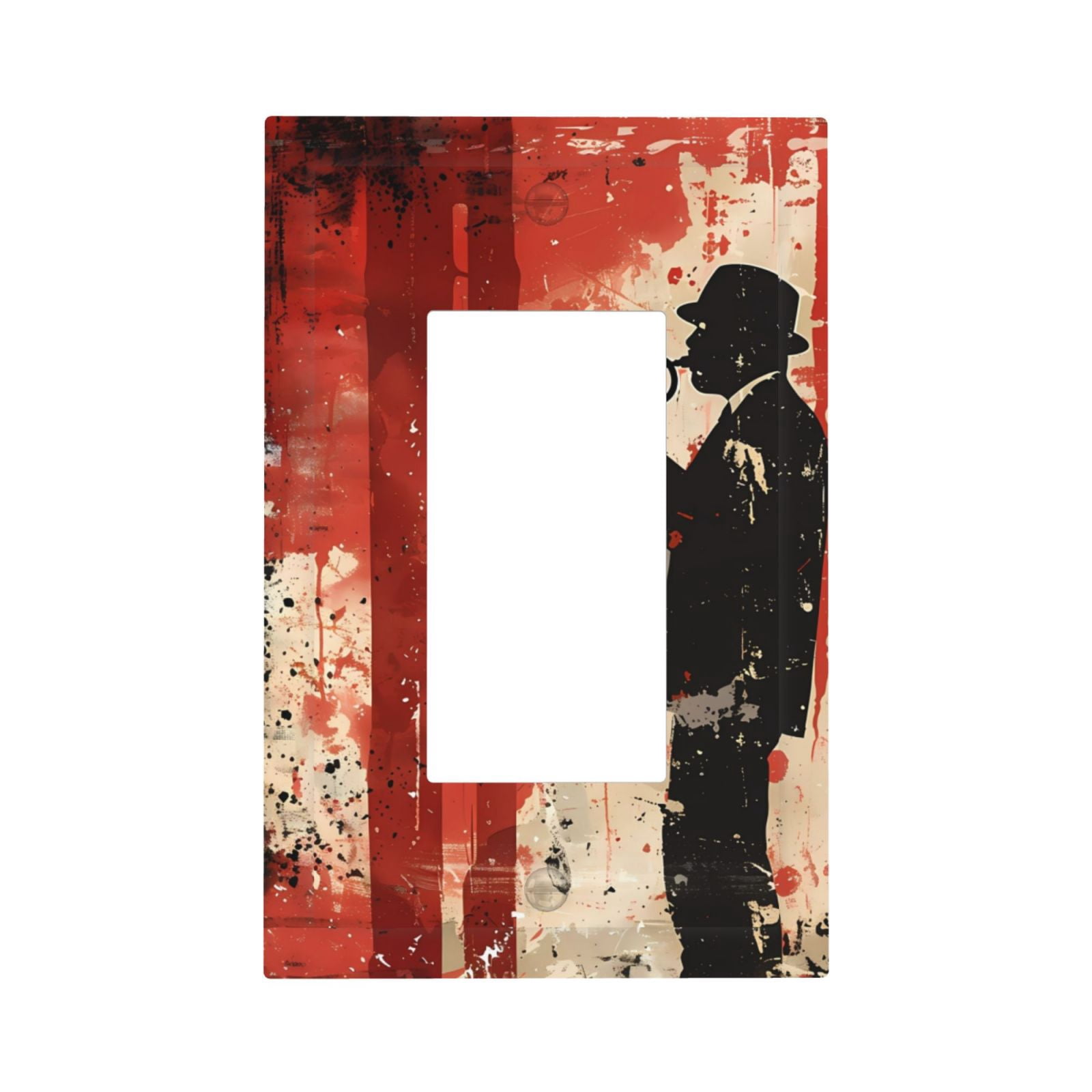 Junzan Silhouette Trumpet Red Art for Electrical Outlet Covers, 5" x 3 ...