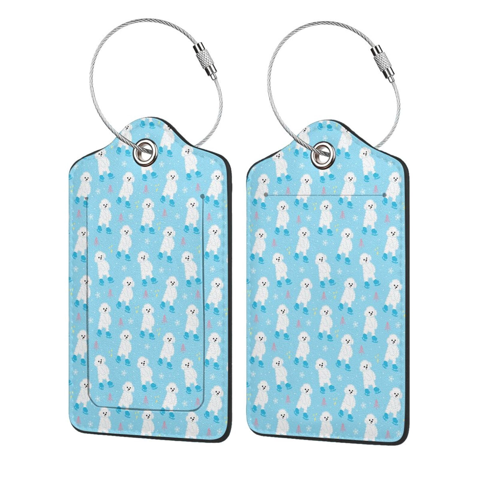Junzan Skating Poodle Fun for Luggage Tags,Leather Luggage Tags for ...