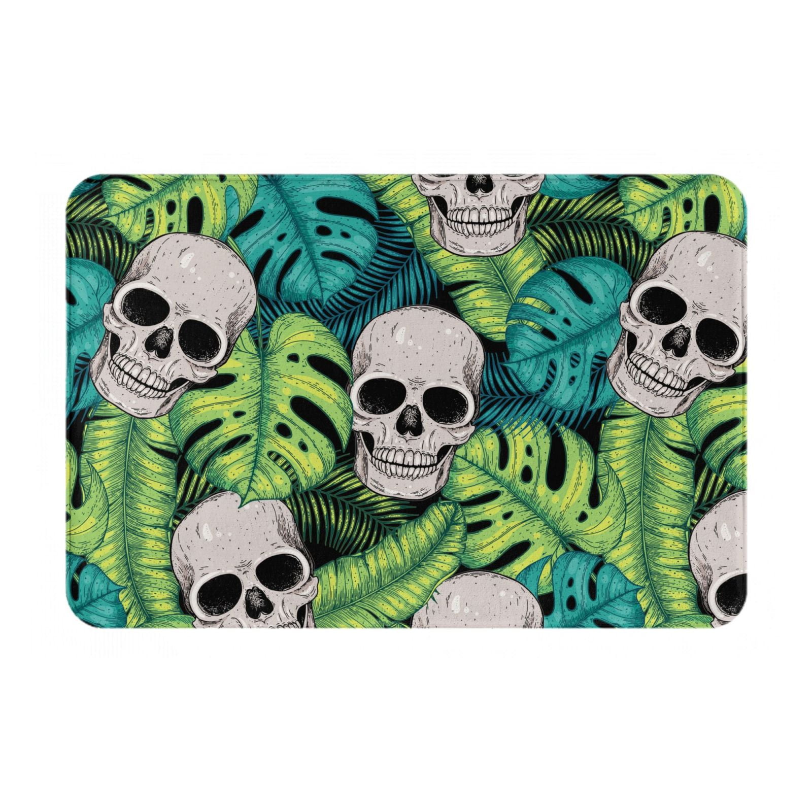Junzan Skull And Palm Leaves Custom Funny Welcome Doormat Personalized ...