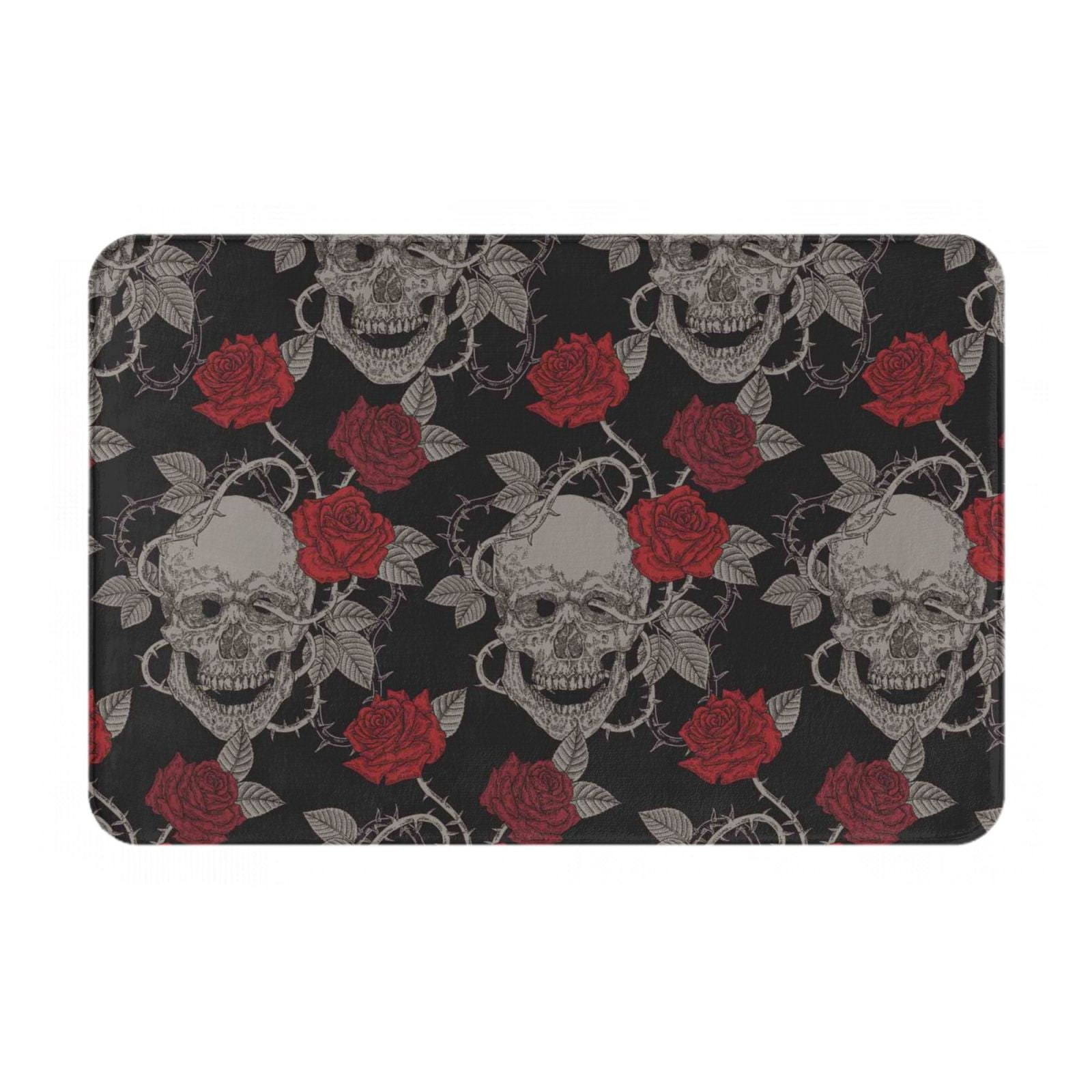 Junzan Skull And Red Roses Custom Funny Welcome Doormat Personalized ...