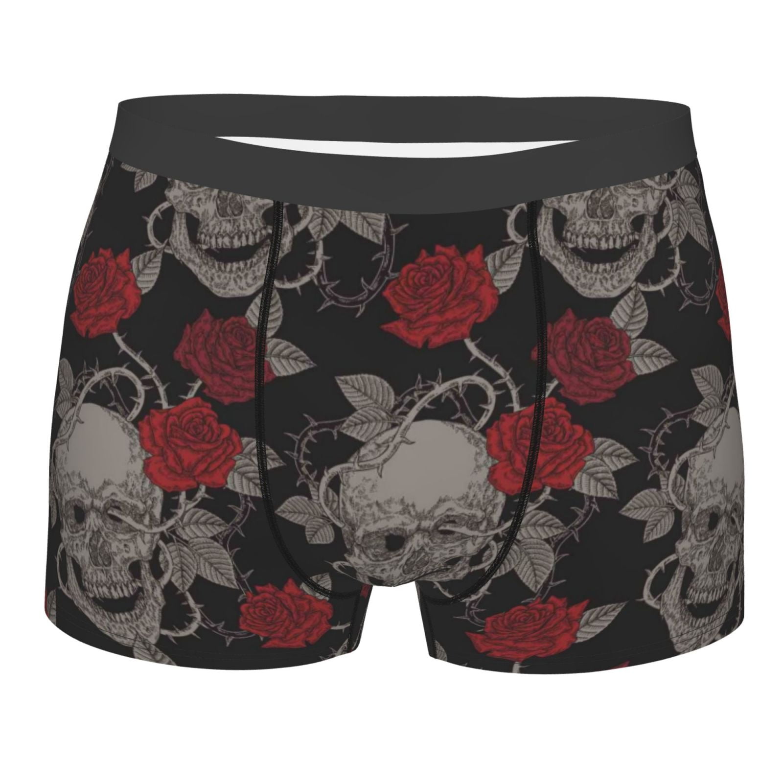 Junzan Skull And Red Roses Mens Underwear Boxer Briefs For Men’s ...