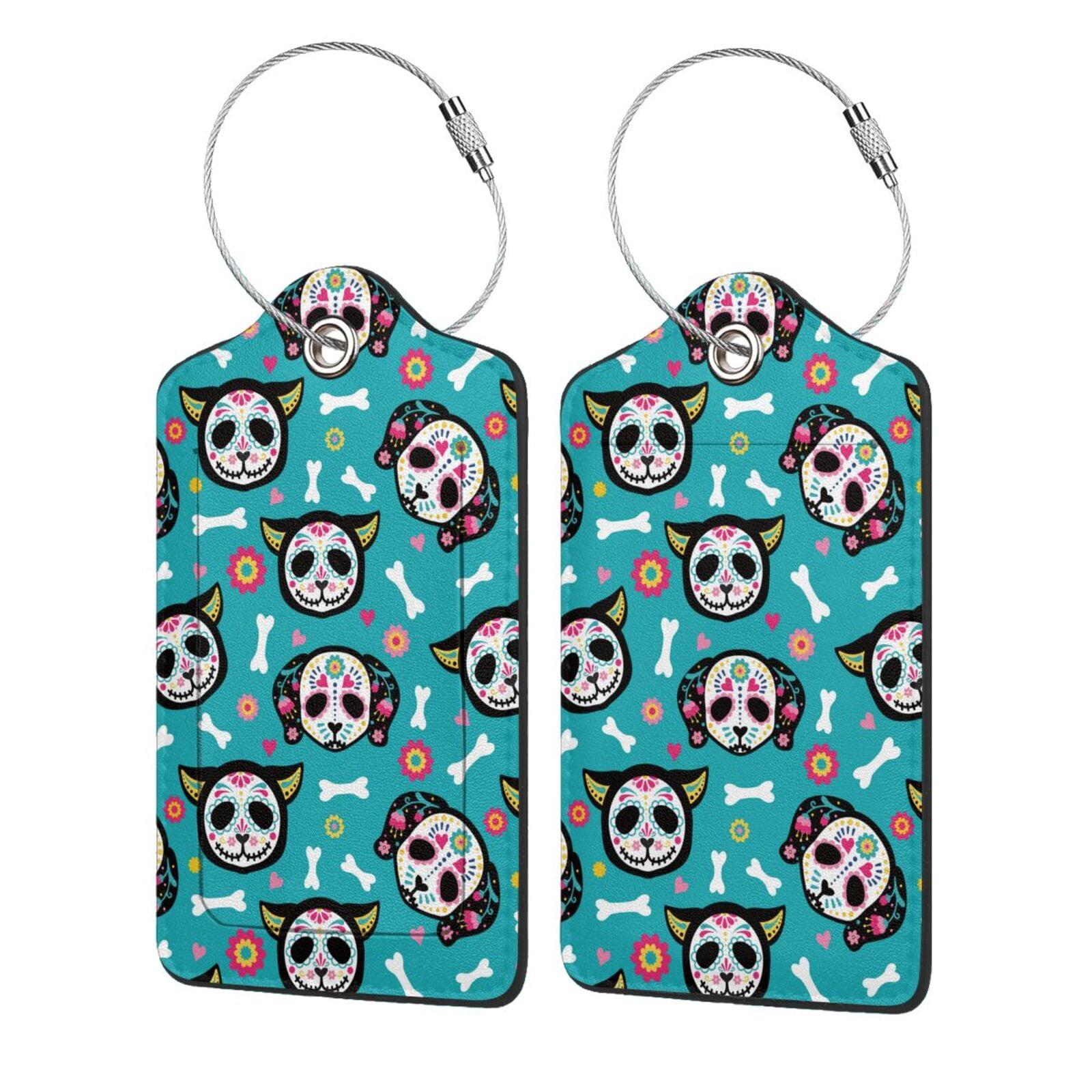 Junzan Skull Cat for Luggage Tags,Leather Luggage Tags for Suitcases ...